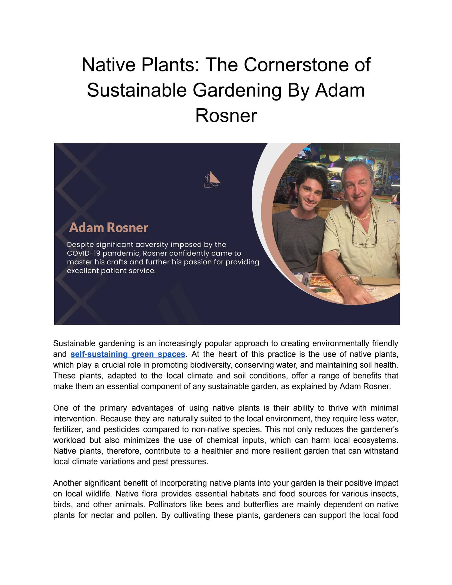 Native Plants: The Cornerstone of Sustainable Gardening by Adam Rosner ...