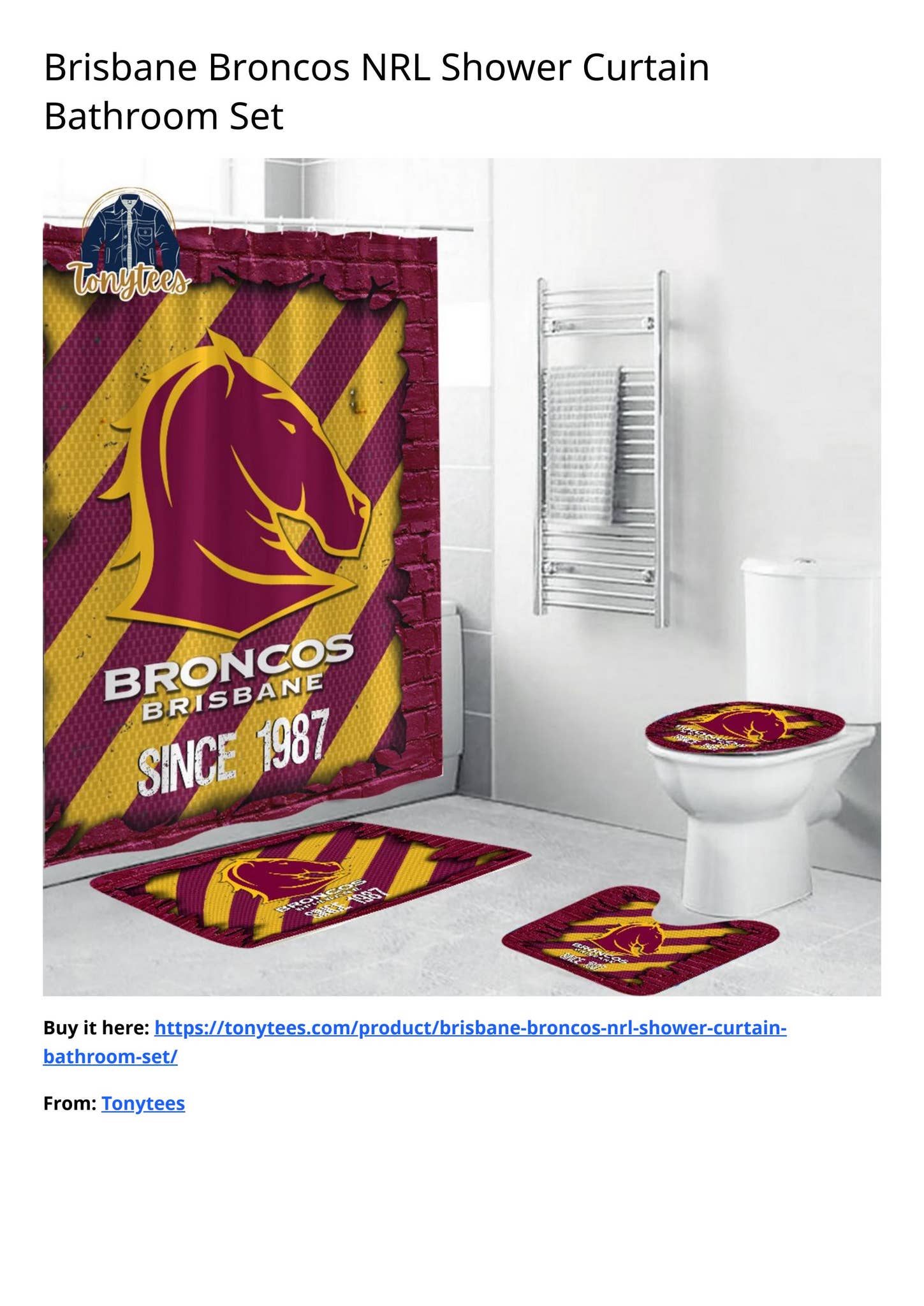 Brisbane Broncos NRL Shower Curtain Bathroom Set by Tonytees Store - Issuu