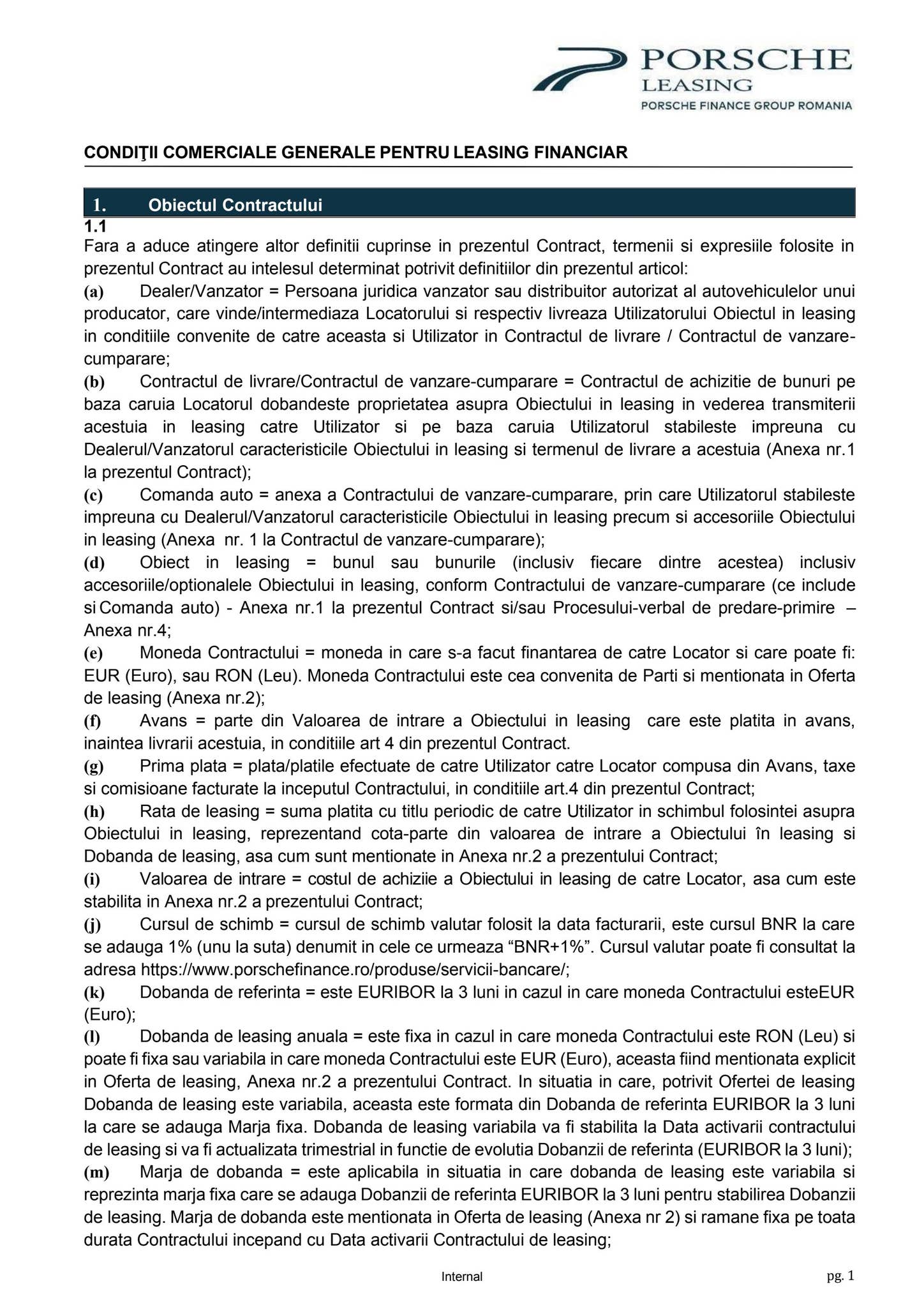 Conditii contractuale generale leasing financiar clasic persoane ...