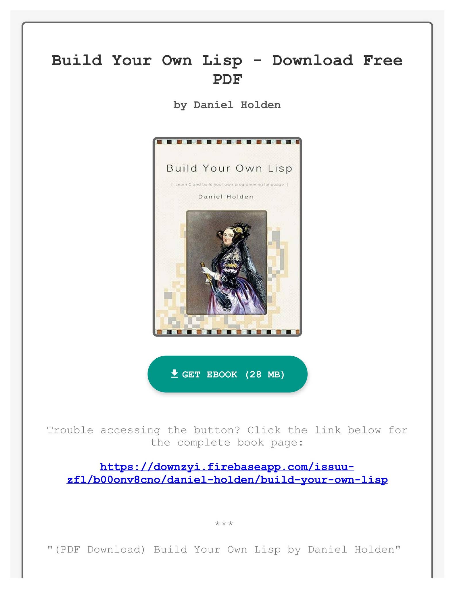 (PDF Download) Build Your Own Lisp by Daniel Holden by HeidenreichPhDso ... (PDF Download) Build Your Own Lisp by Daniel Holden by HeidenreichPhDso ...
