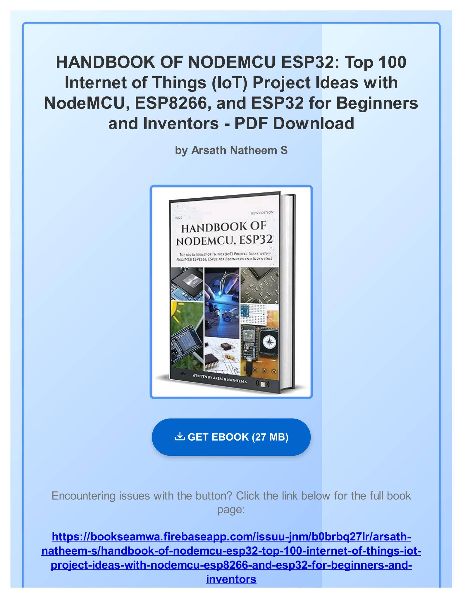 FREE PDF HANDBOOK OF NODEMCU ESP32: Top 100 Internet of Things (IoT ... FREE PDF HANDBOOK OF NODEMCU ESP32: Top 100 Internet of Things (IoT ...
