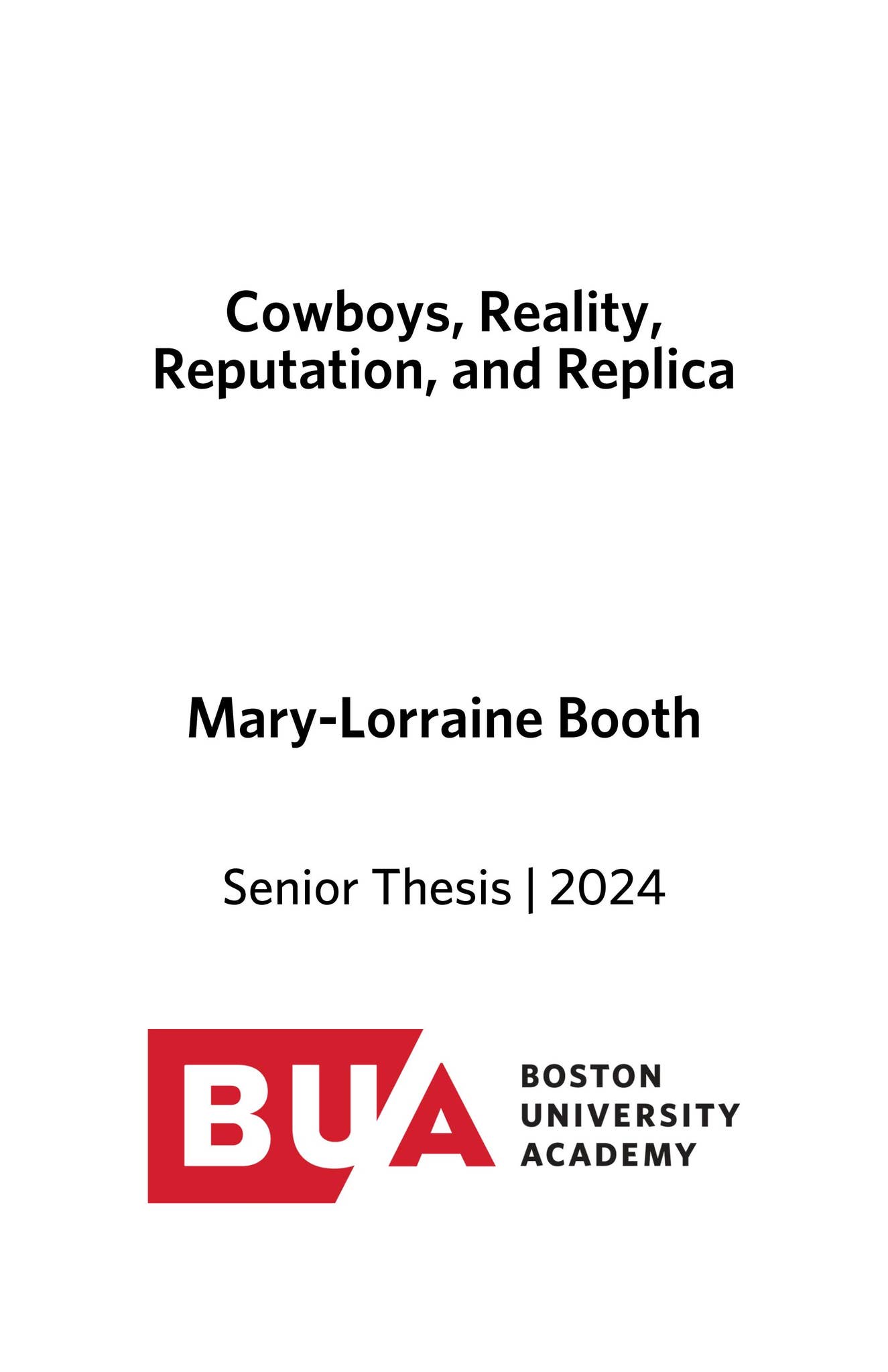 Mary-Lorraine Booth Senior Thesis 2024 by Boston University Academy - Issuu