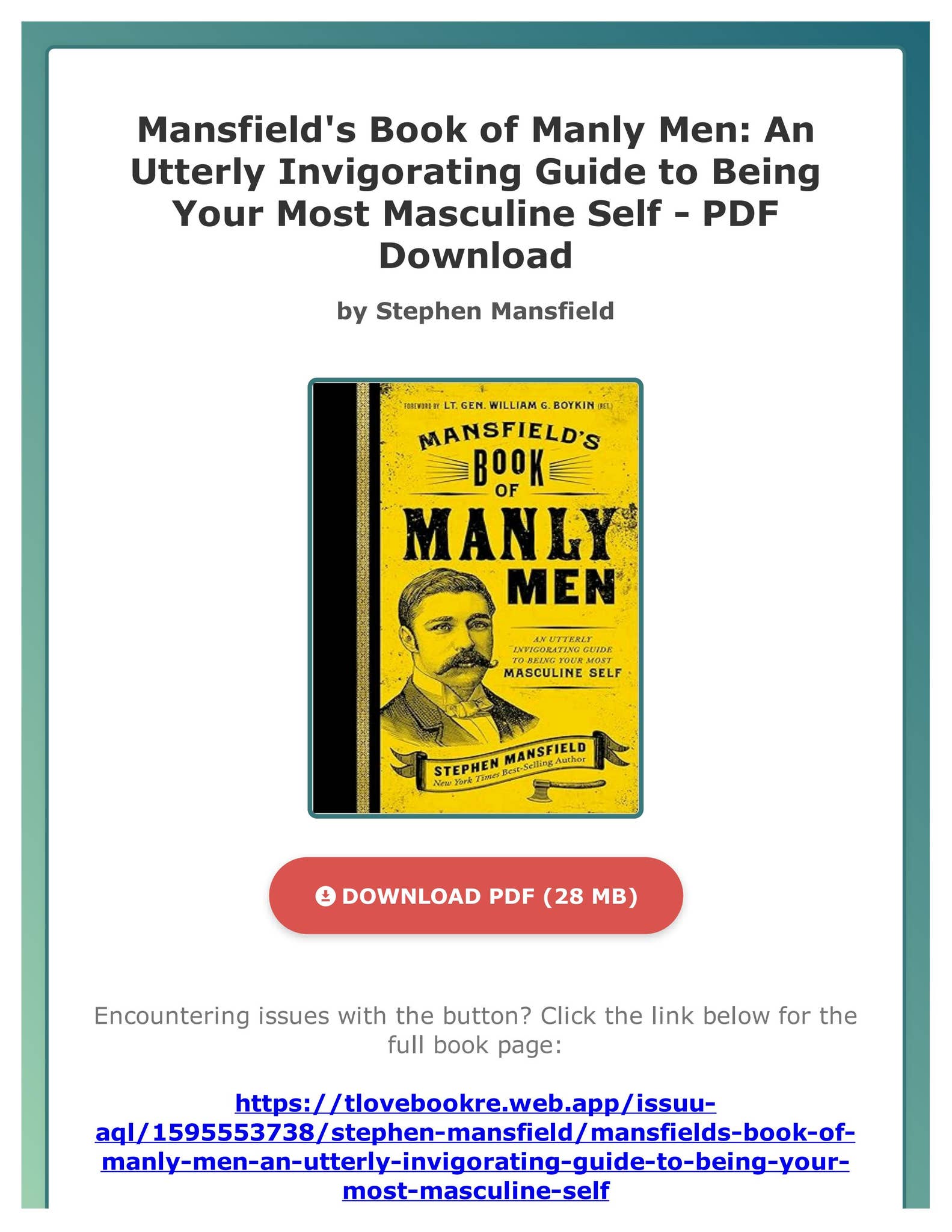PDF Mansfield's Book of Manly Men: An Utterly Invigorating Guide to ...