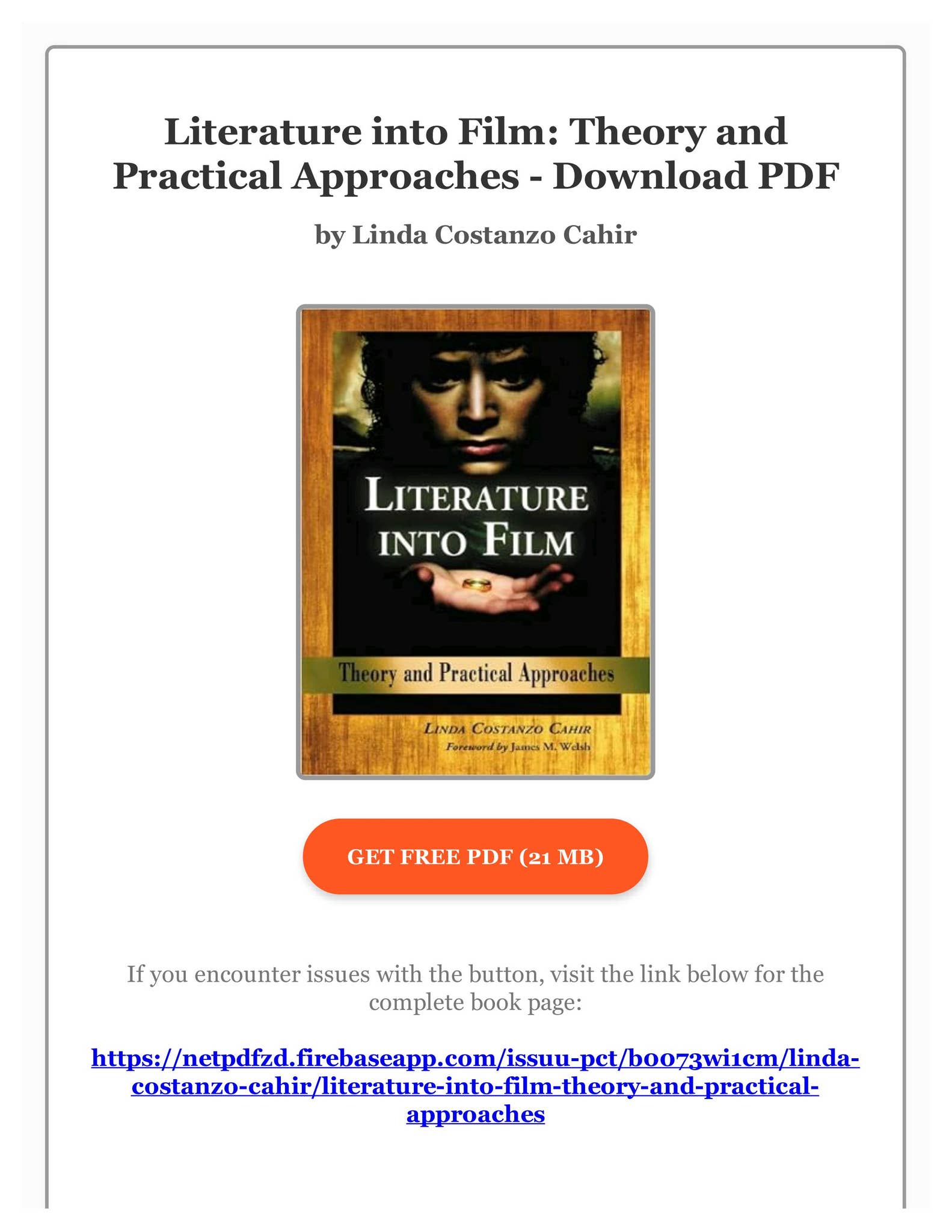 PDF Literature into Film: Theory and Practical Approaches by Linda ...