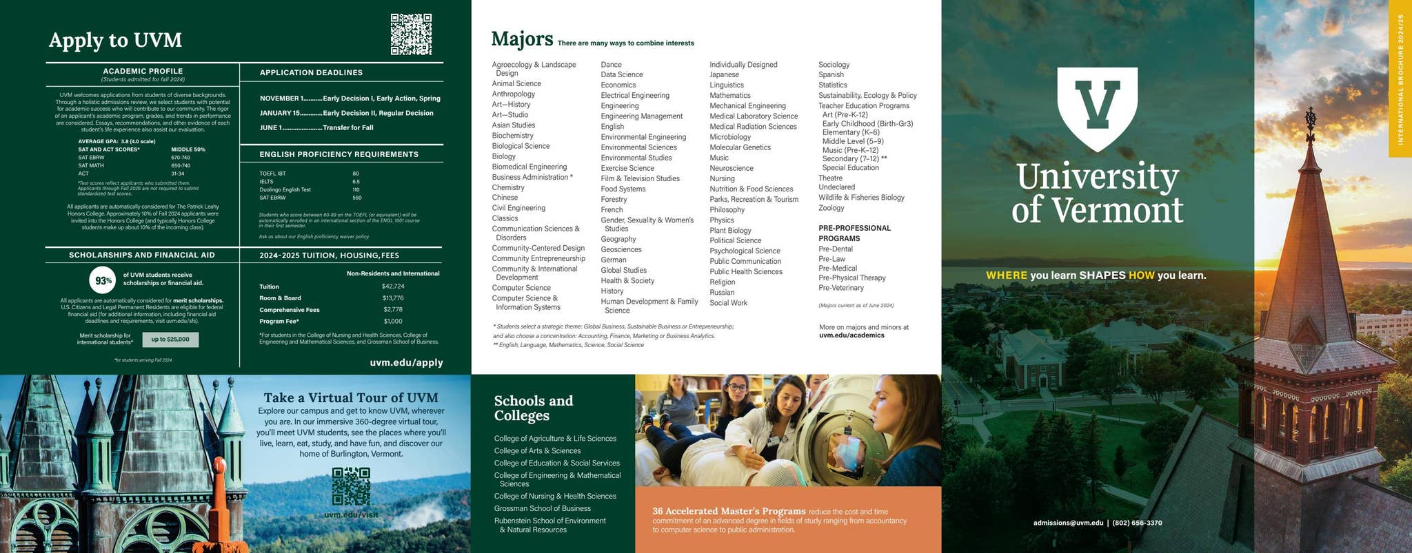 UVM International Admissions Brochure 2024-25 by University of Vermont ...