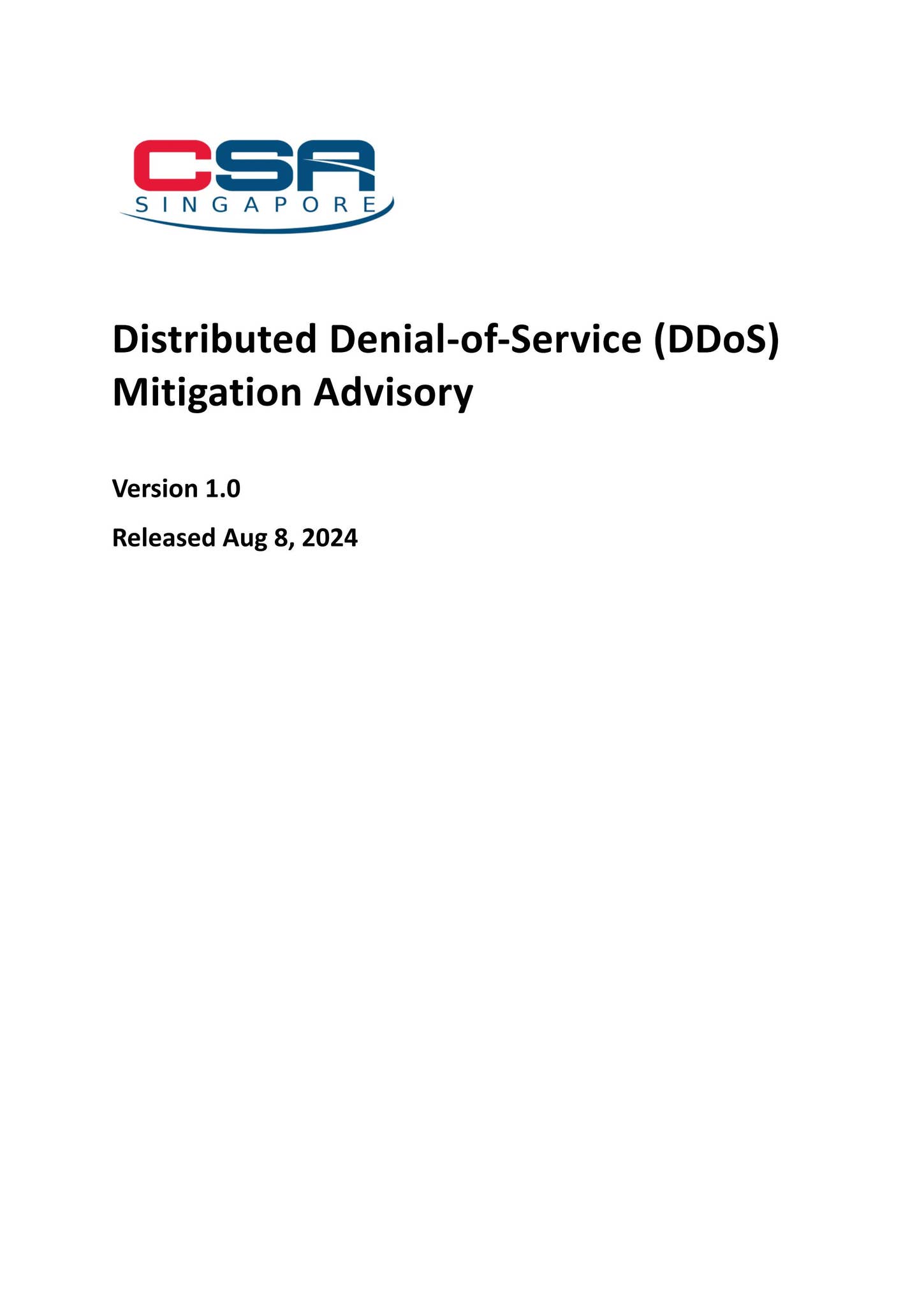 Distributed Denial of Service (DDoS) Mitigation Advisory by Cyber Security Agency of Singapore ...