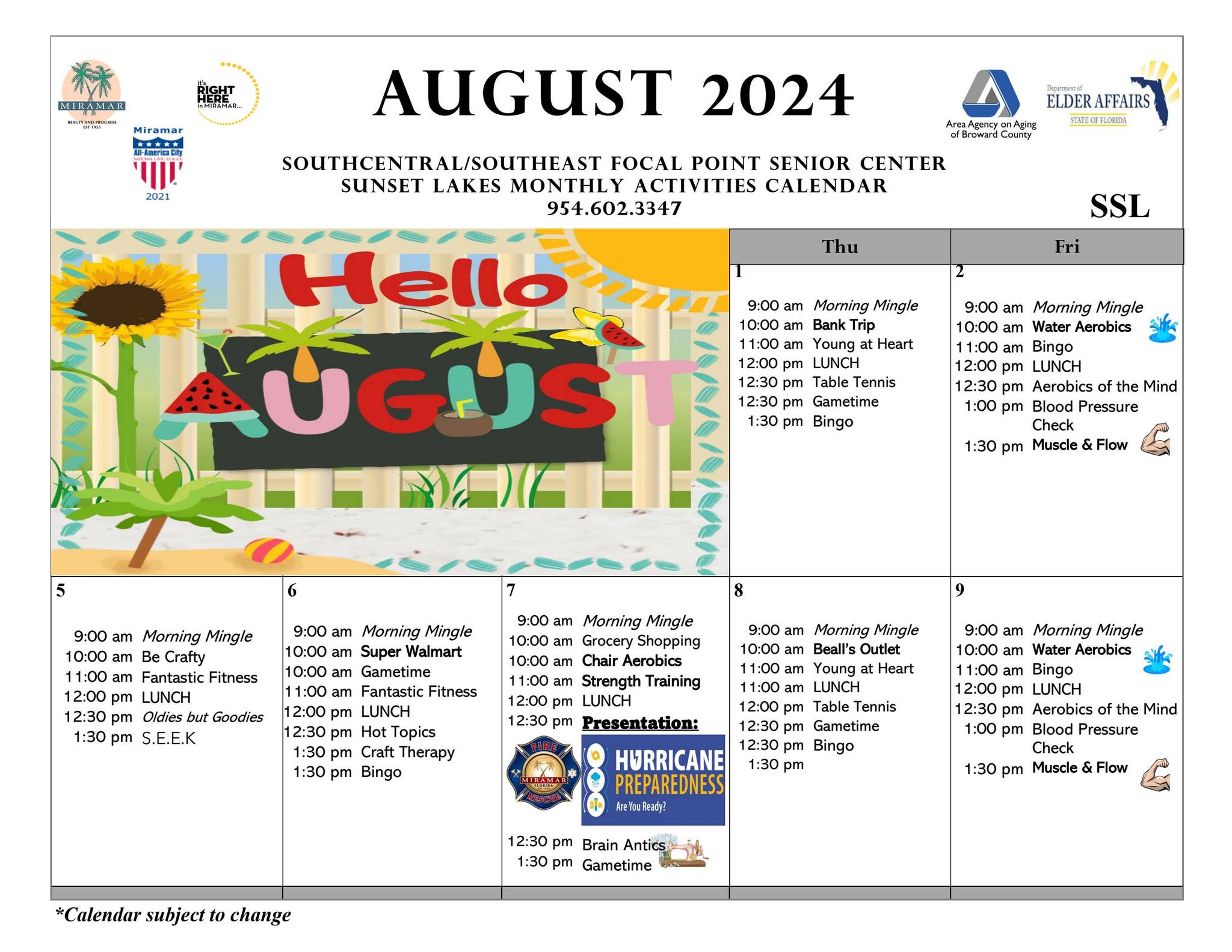 SSL August Calendar 2024 by City of Miramar - Issuu