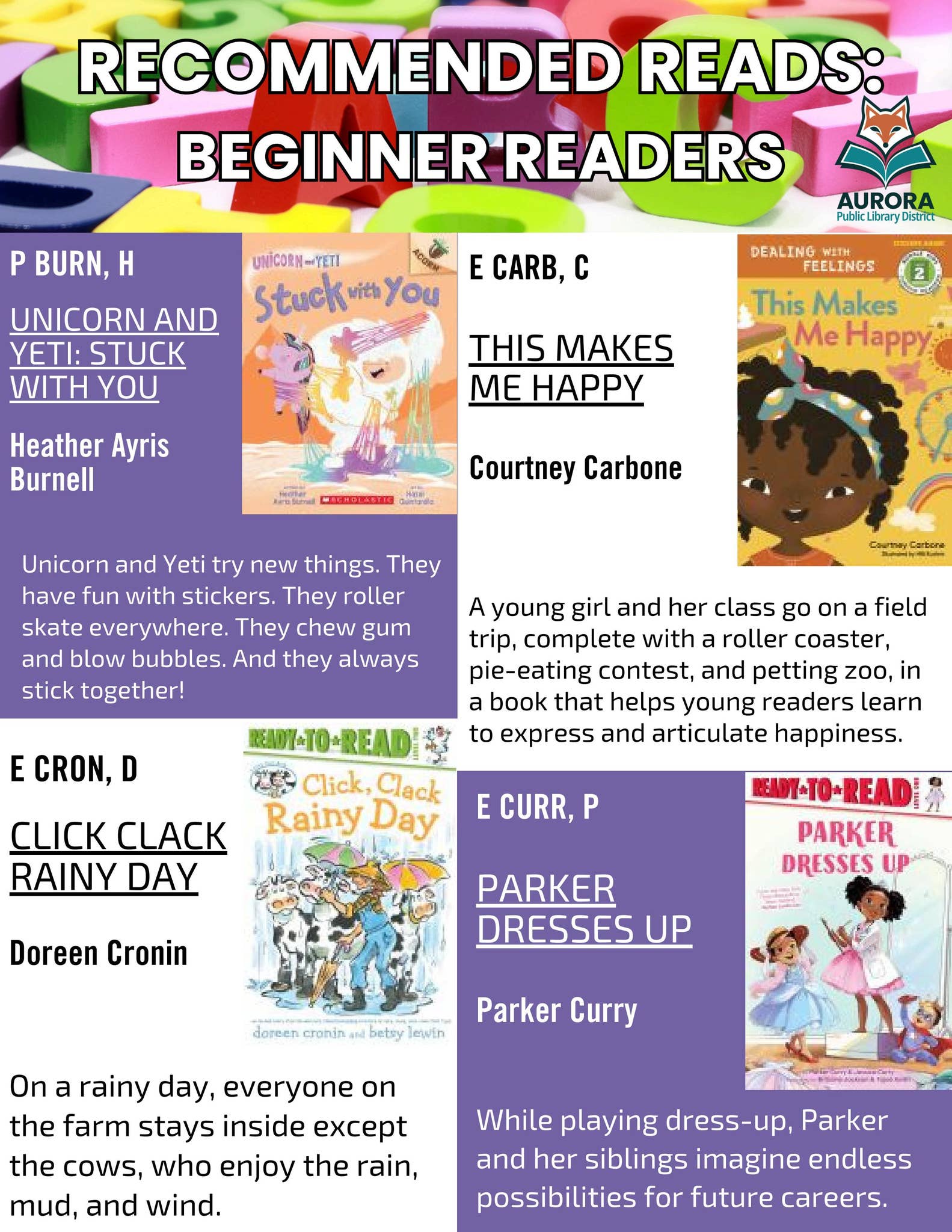 Beginner Readers by Aurora Public Library District, IL - Issuu