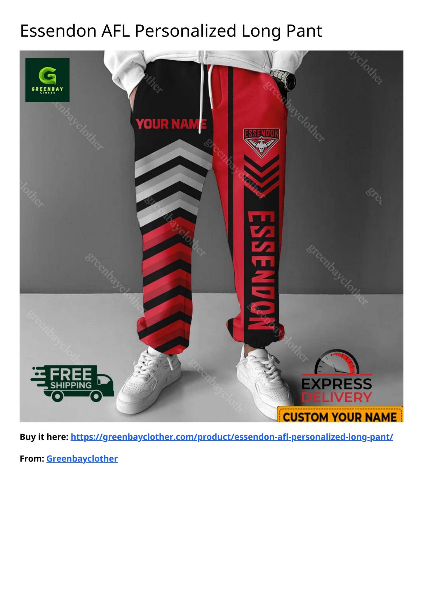 Essendon AFL Personalized Long Pant by Tonytees Store - Issuu