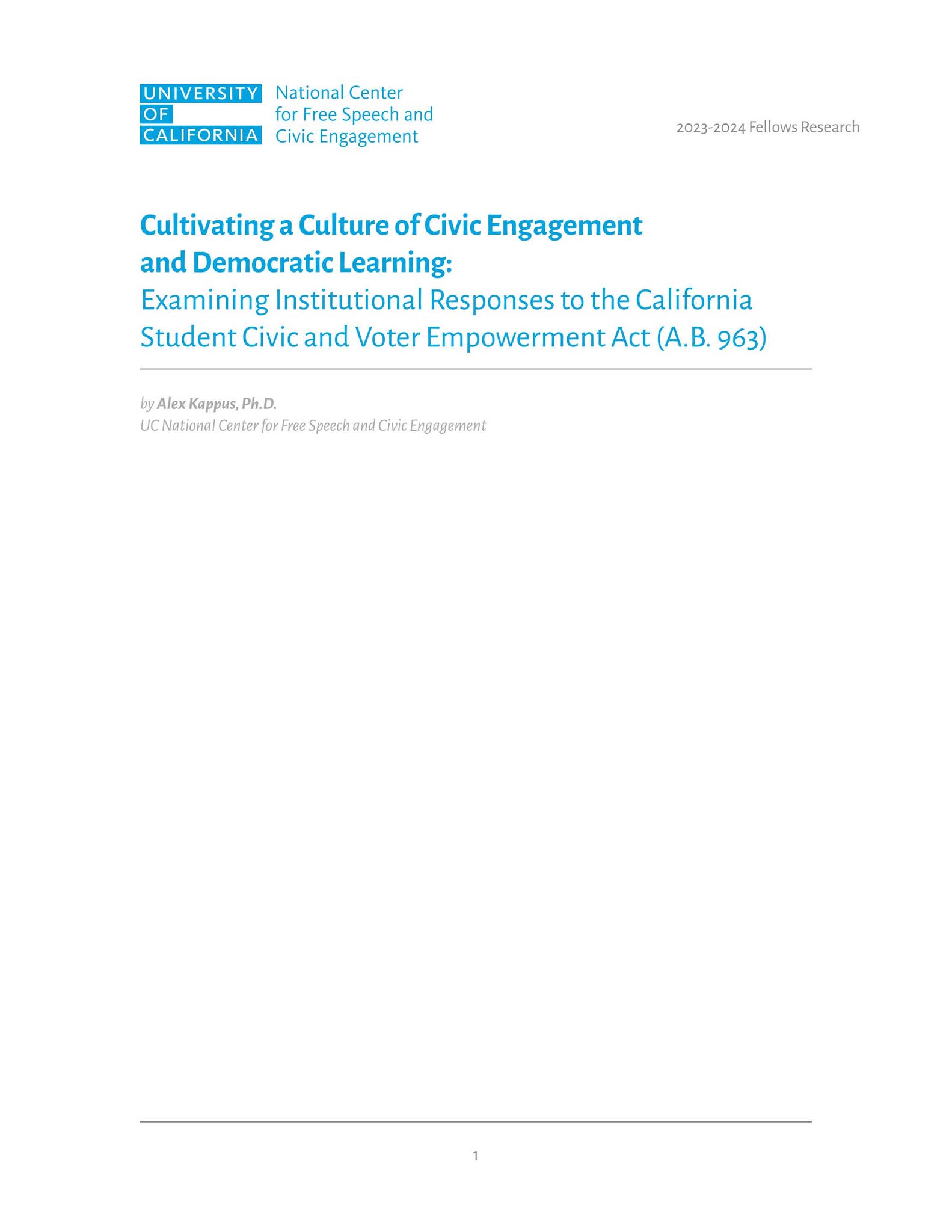 Cultivating a Culture of Civic Engagement and Democratic Learning by UC ...