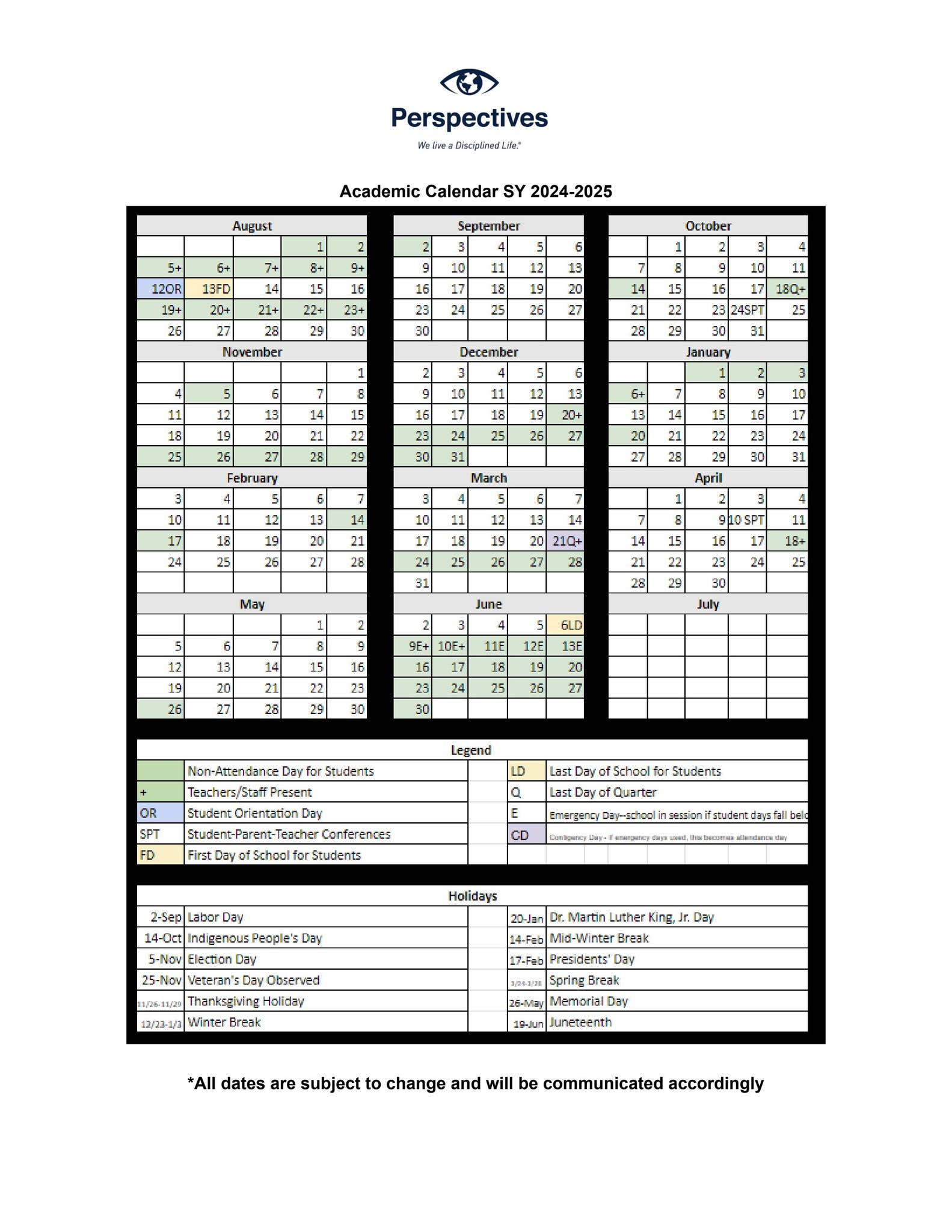 2024-2025 School Calendar by Perspectives Charter Schools - Issuu