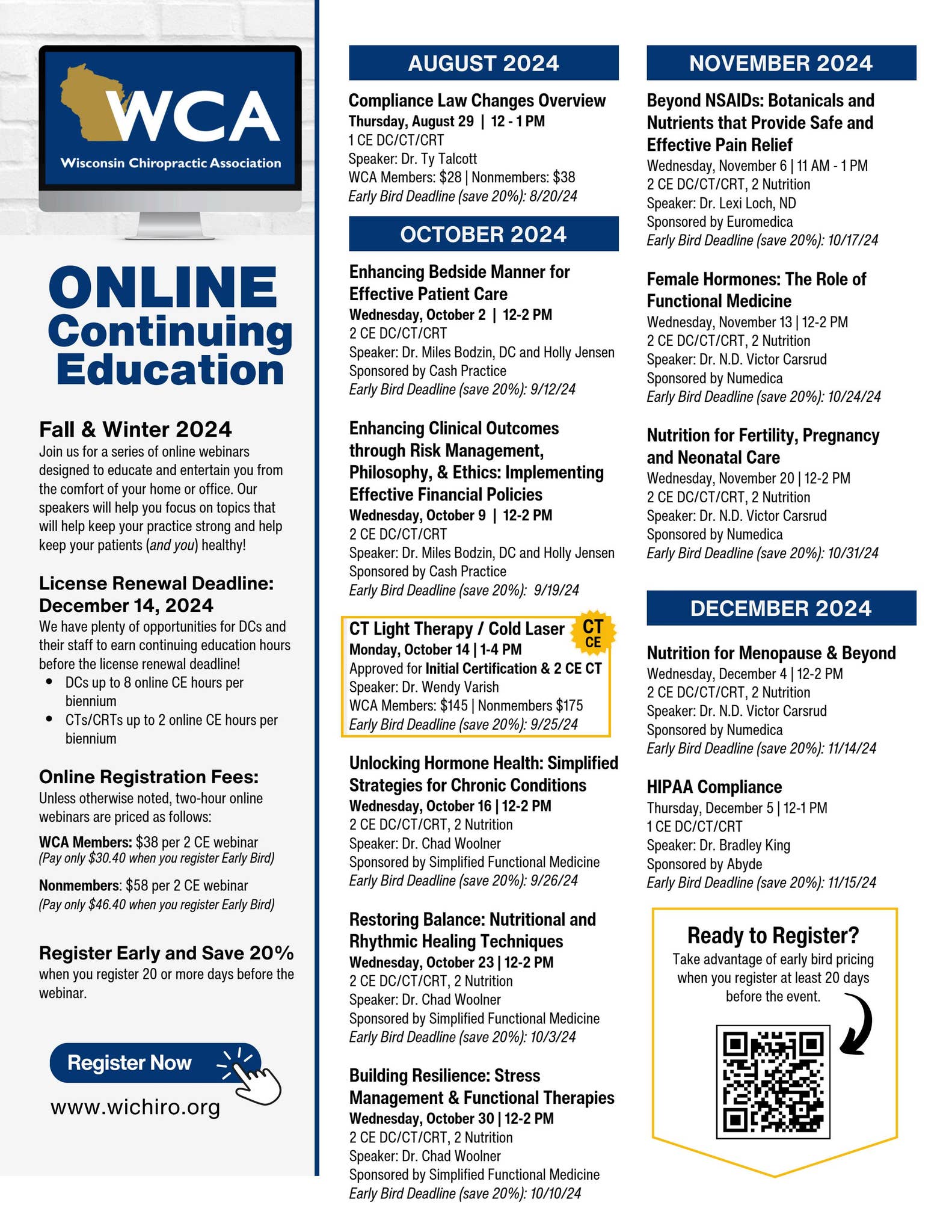 WCA Online CE Webinars 2024 by Wisconsin Chiropractic Association - Issuu