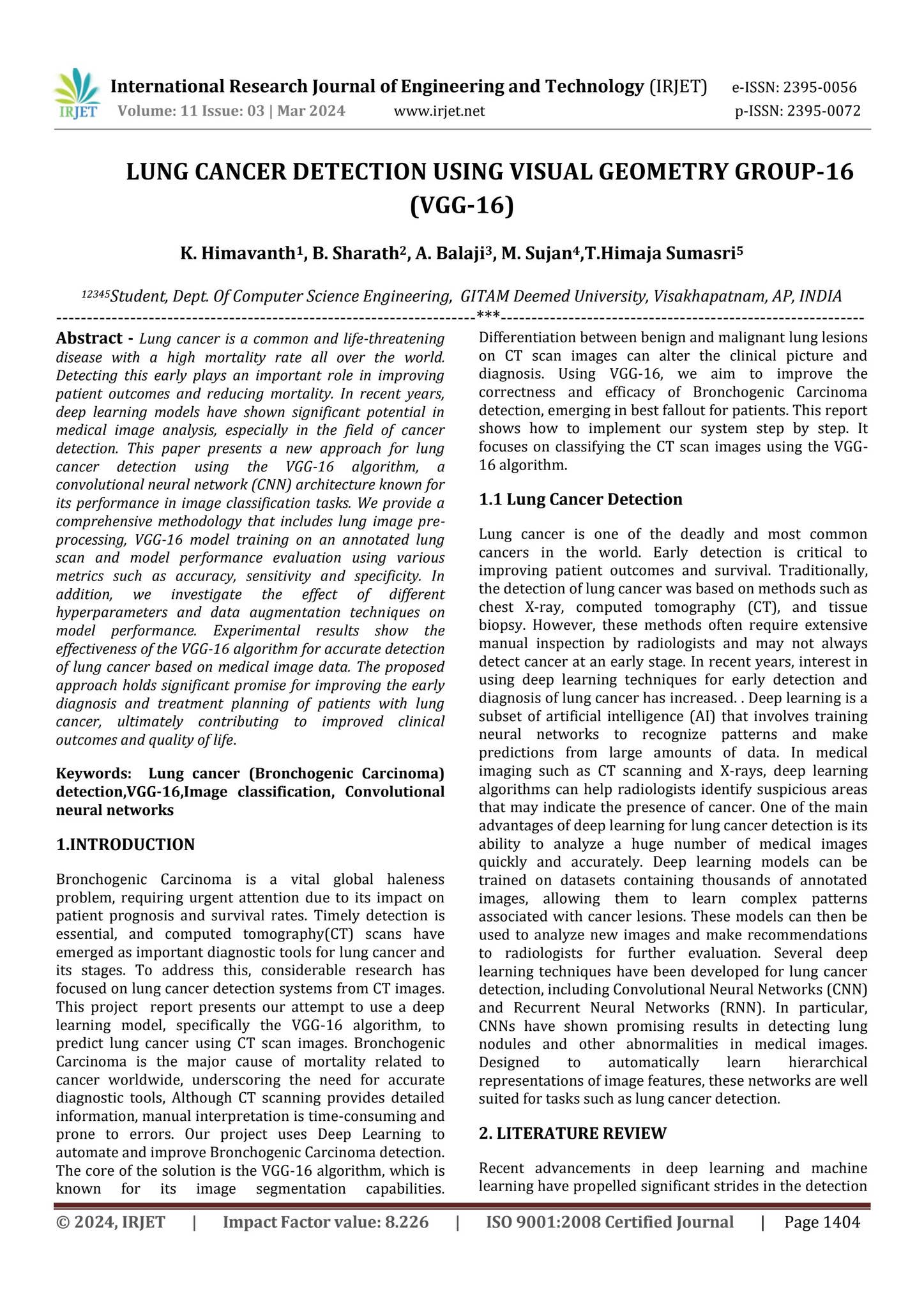 LUNG CANCER DETECTION USING VISUAL GEOMETRY GROUP-16 (VGG-16) by IRJET Journal - Issuu