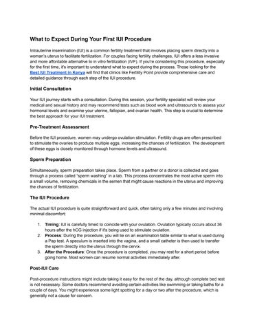 What to Expect During Your First IUI Procedure by Fertility Point - Issuu