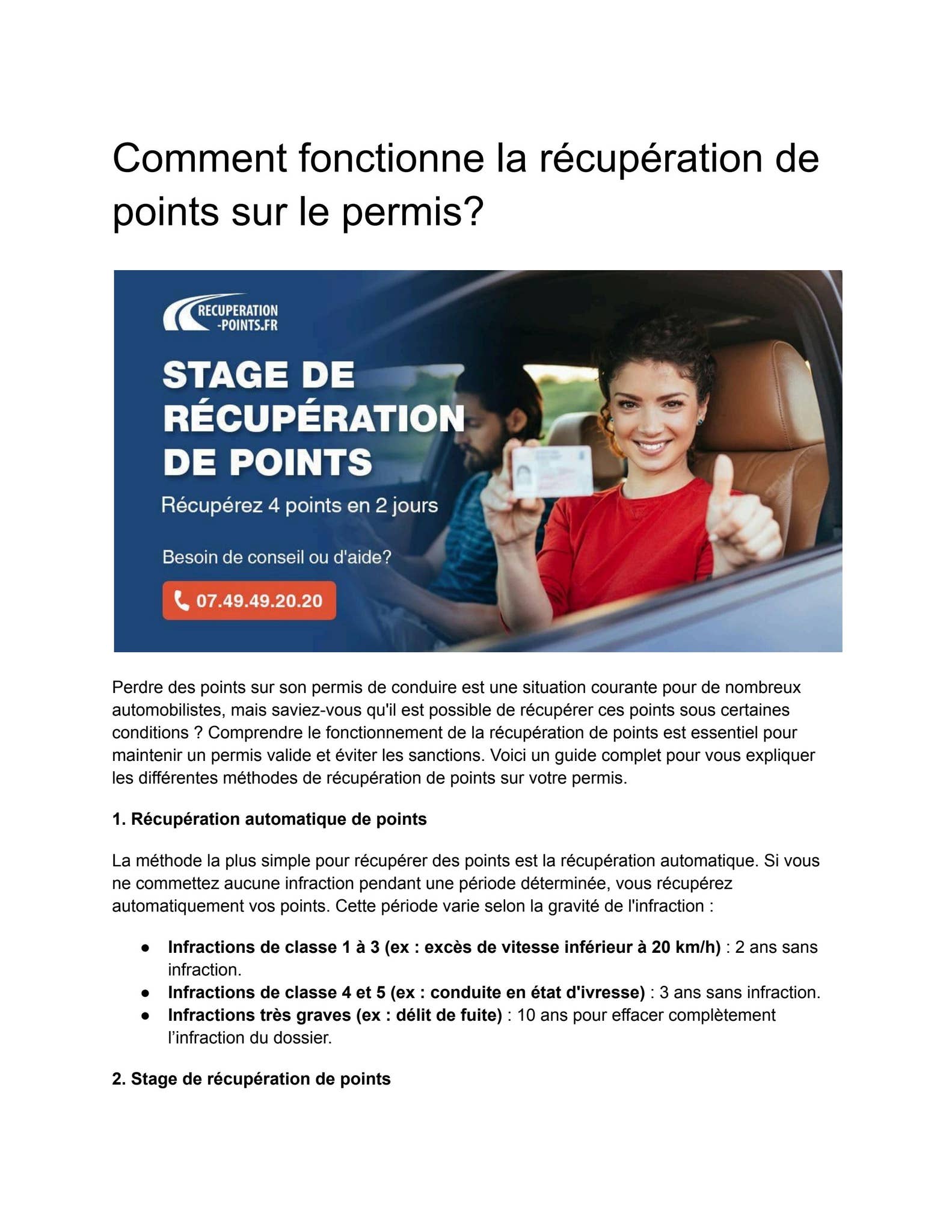 Comment fonctionne la récupération de points sur le permis? by points ...