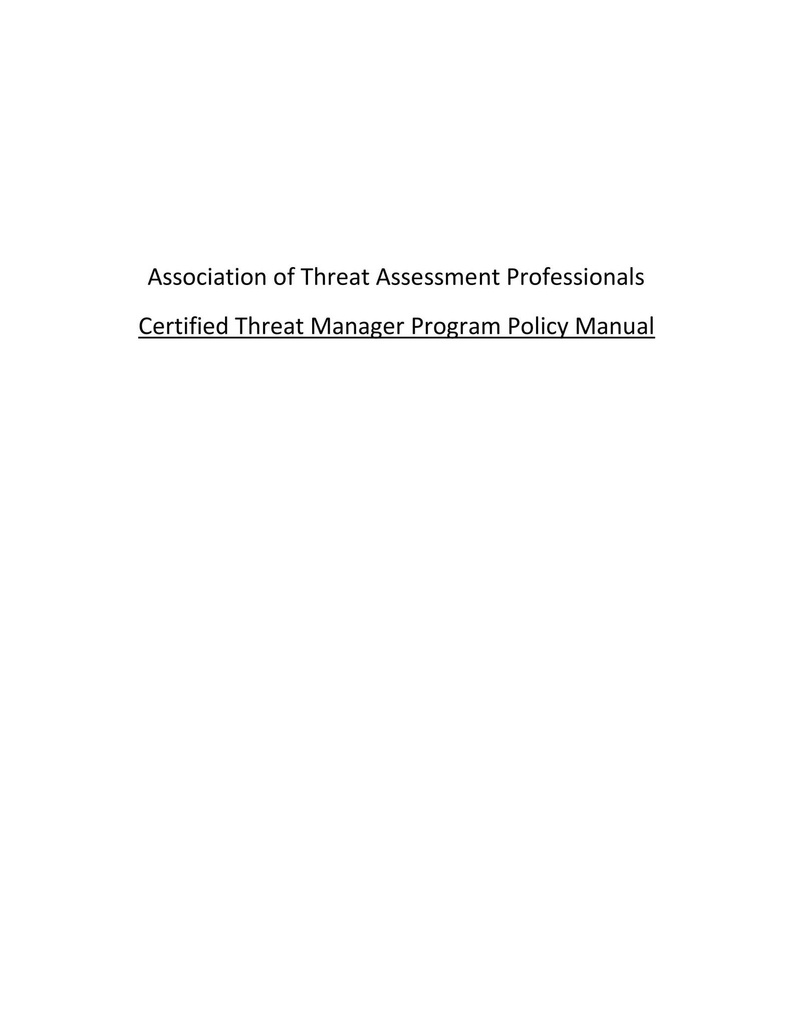 ATAP - Certified Threat Manager Program Policy Manual by SMA Launch - Issuu