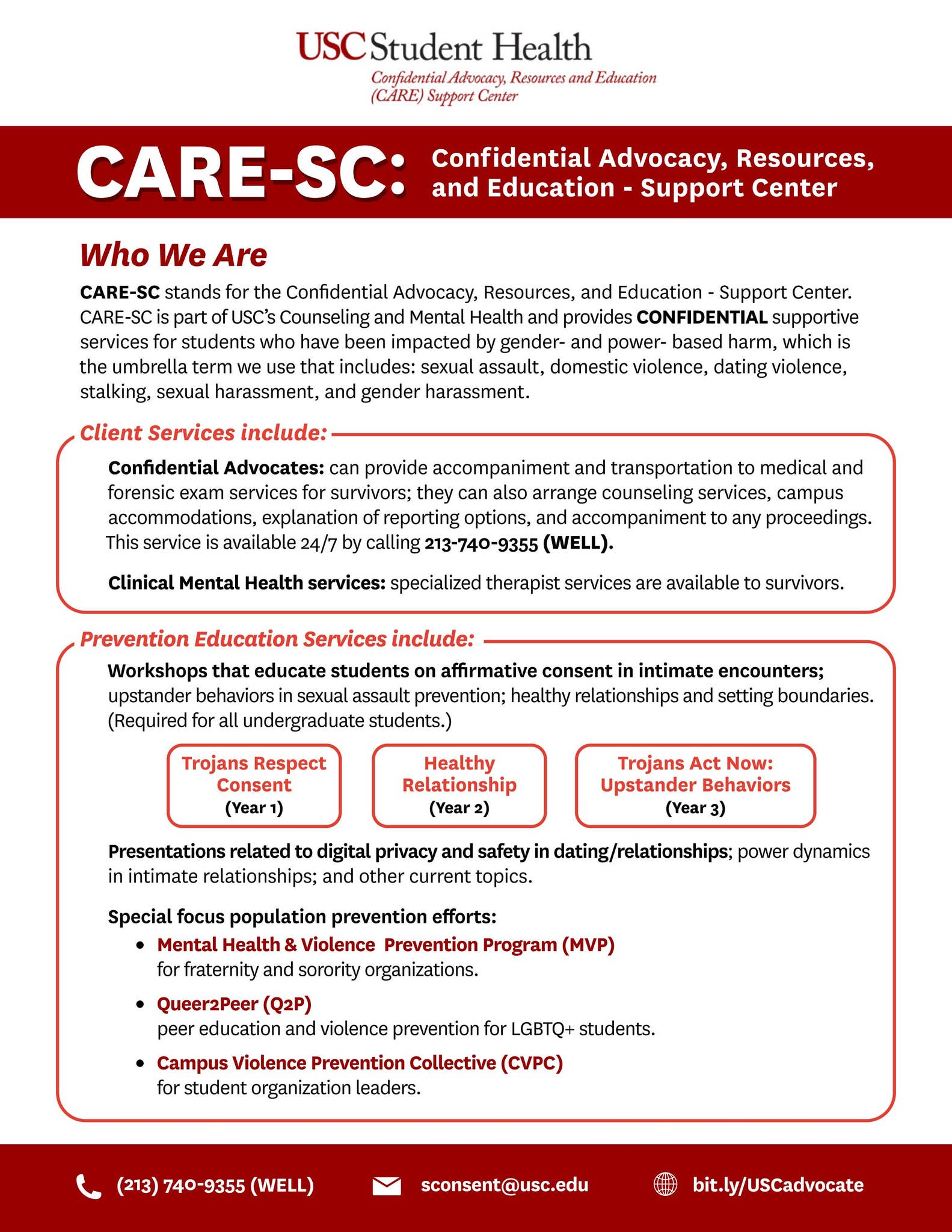 CARE-SC: Who We Are by USC Campus Health Info and Forms - Issuu
