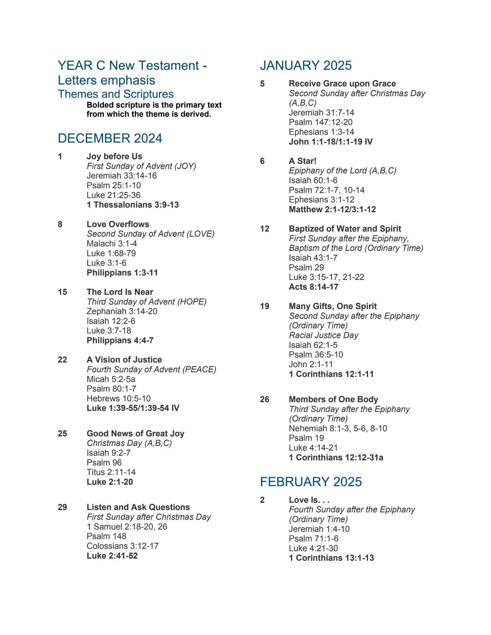 Year C 2024-2025 Themes and Scriptures by CofChrist - Issuu