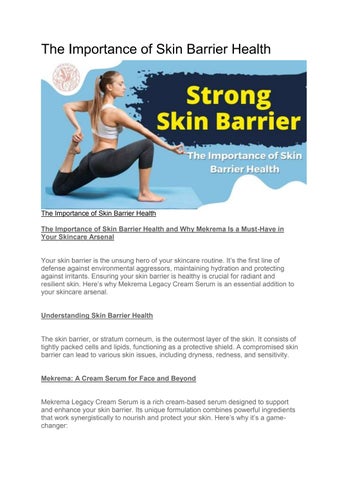 Importance of Skin Barrier Health by Legacy Cream - Issuu