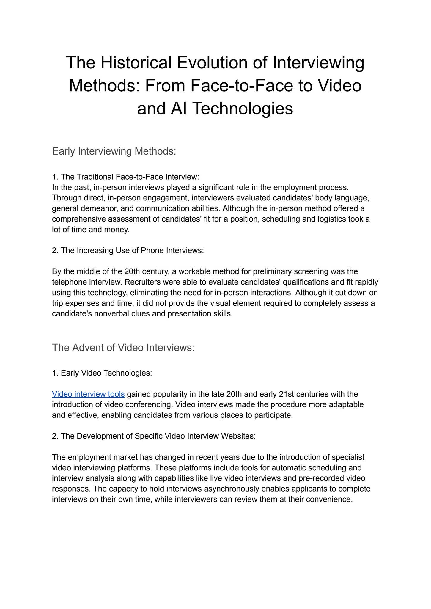The Historical Evolution of Interviewing Methods: From Face-to-Face to ...