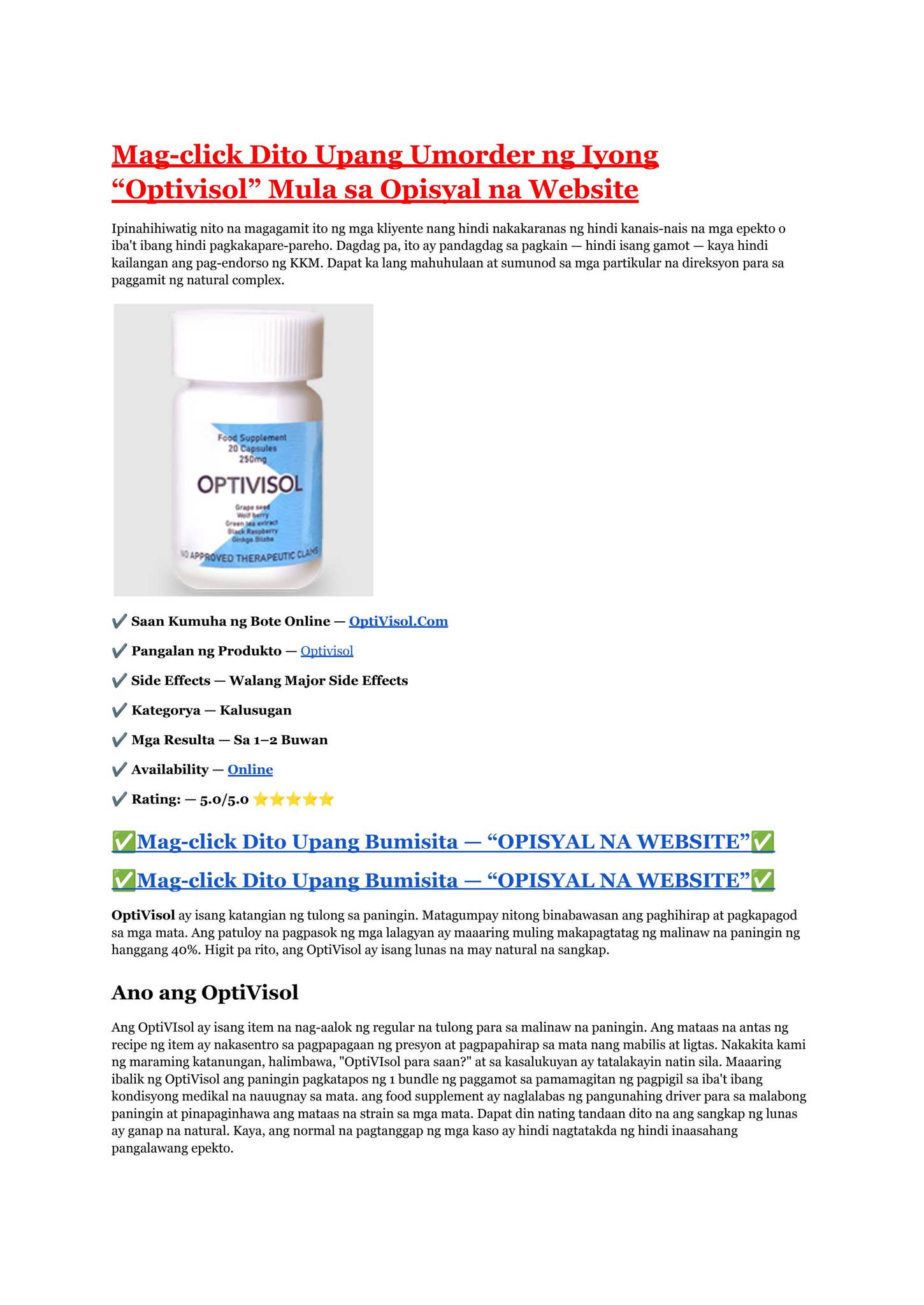 Optivisol Philippines, ano ang, paano gamitin, opinyon, saan makakabili ...