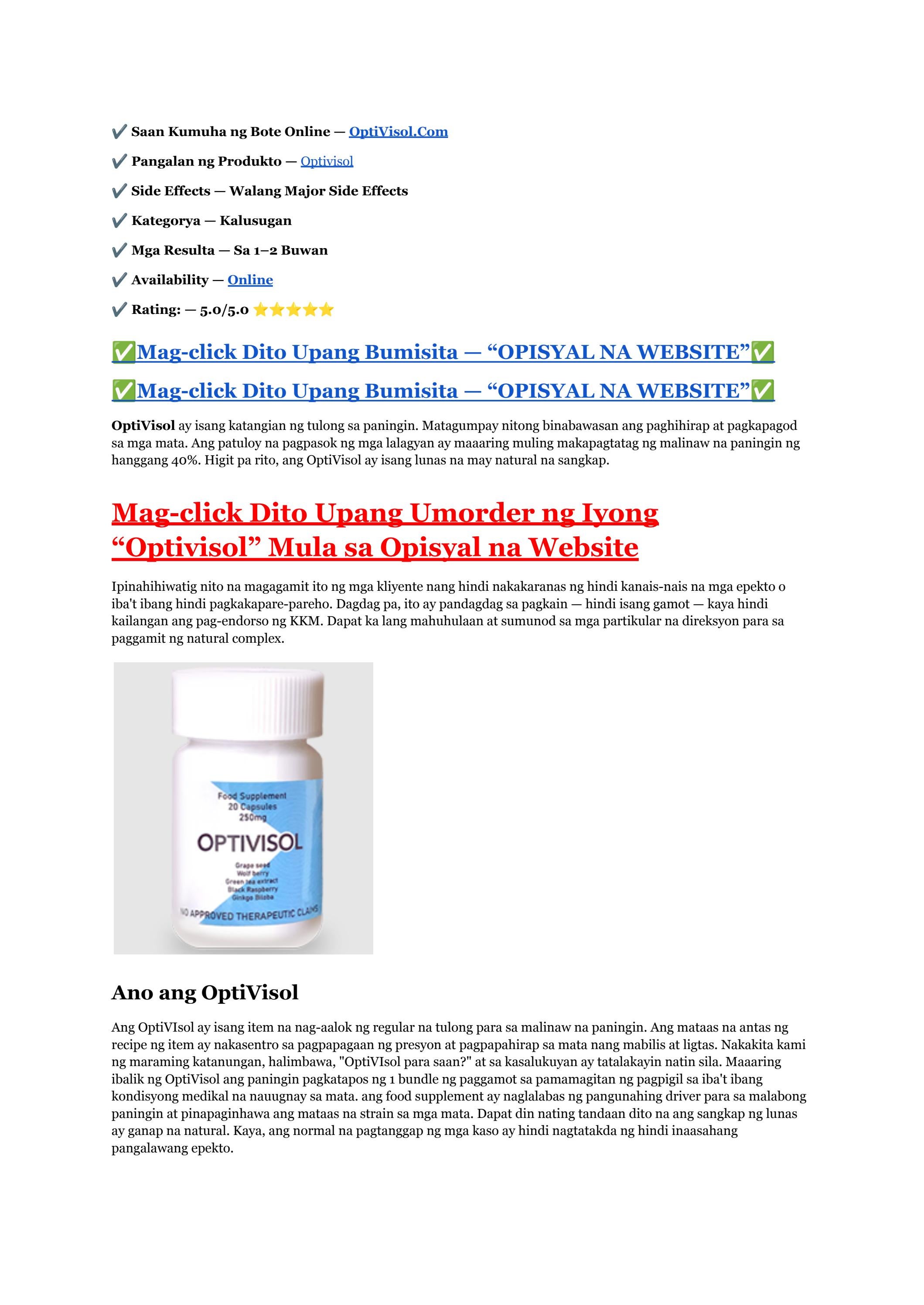 Optivisol opinyon, Mga Benepisyo, Dosis, Mga Side Effect by ...