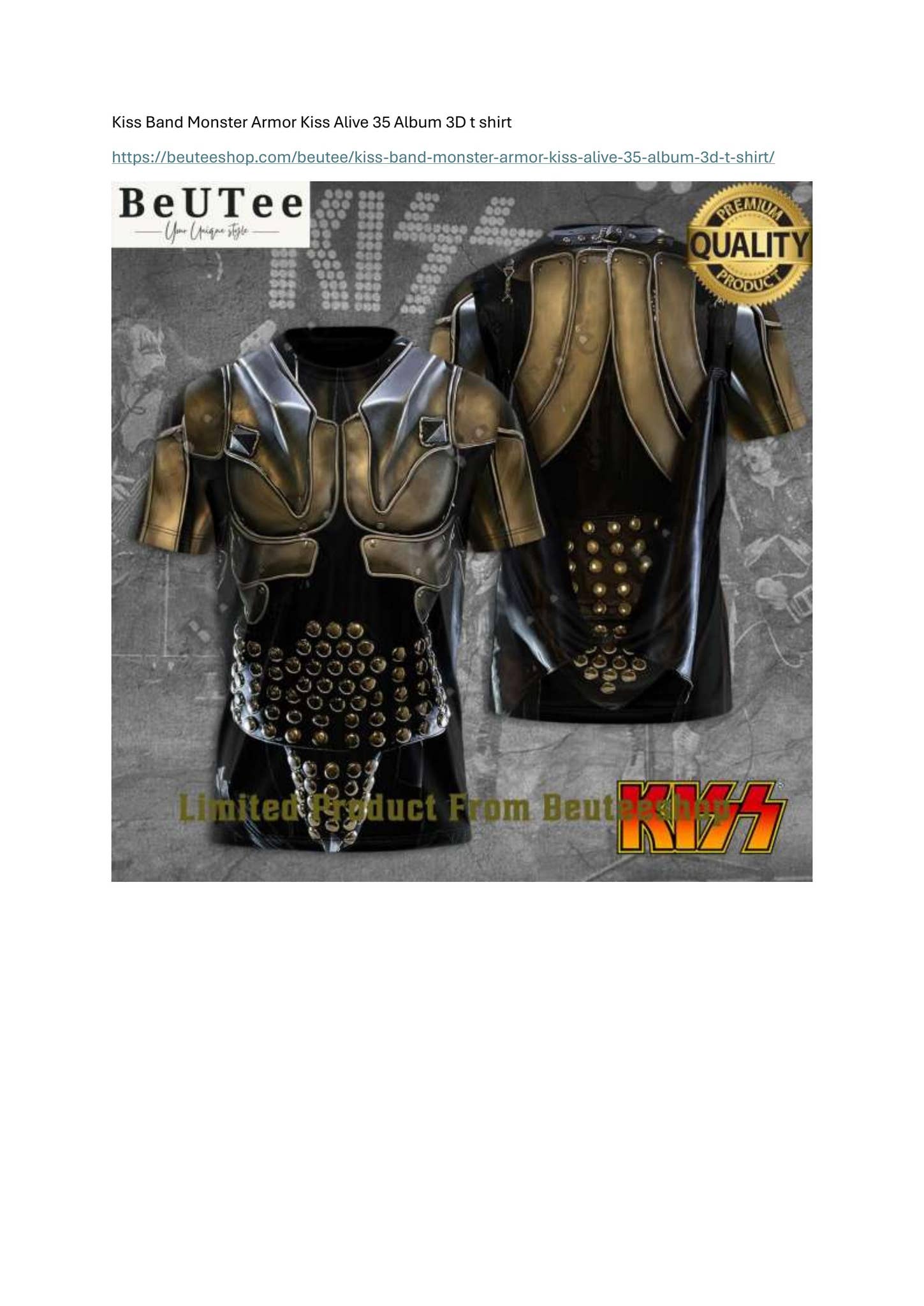 Kiss Band Monster Armor Kiss Alive 35 Album 3D t shirt by Shop Owl ...