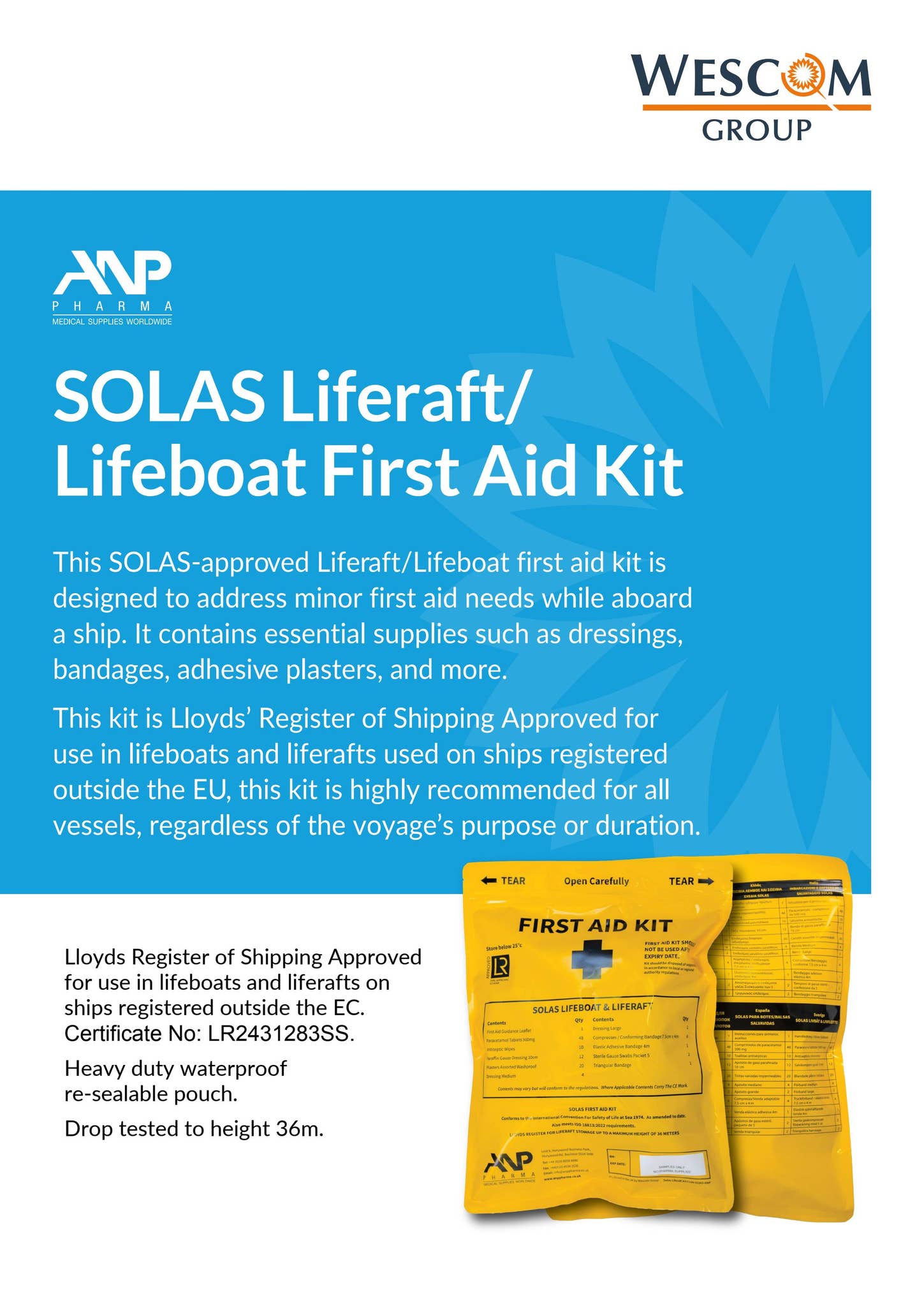 SOLAS Liferaft/Lifeboat First Aid Kit by Wescom Group - Issuu
