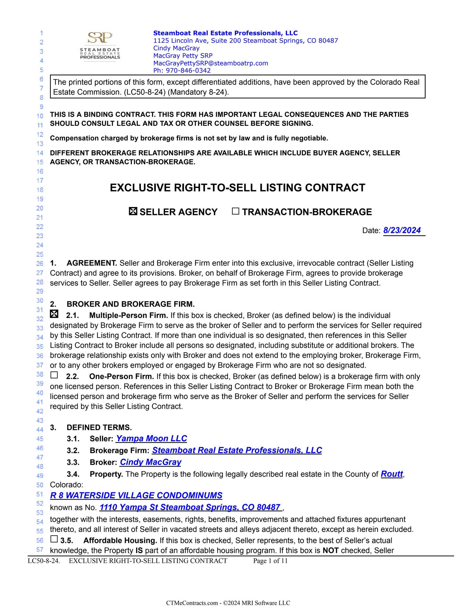 1110 Yampa Street Unit R8 - Sample Listing Agreement by SteamboatRP - Issuu