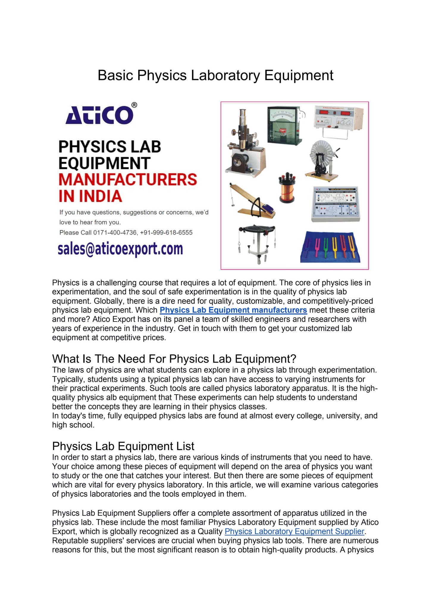 Physics Laboratory Equipment manufacturers by Science-Lab-Equipment ...