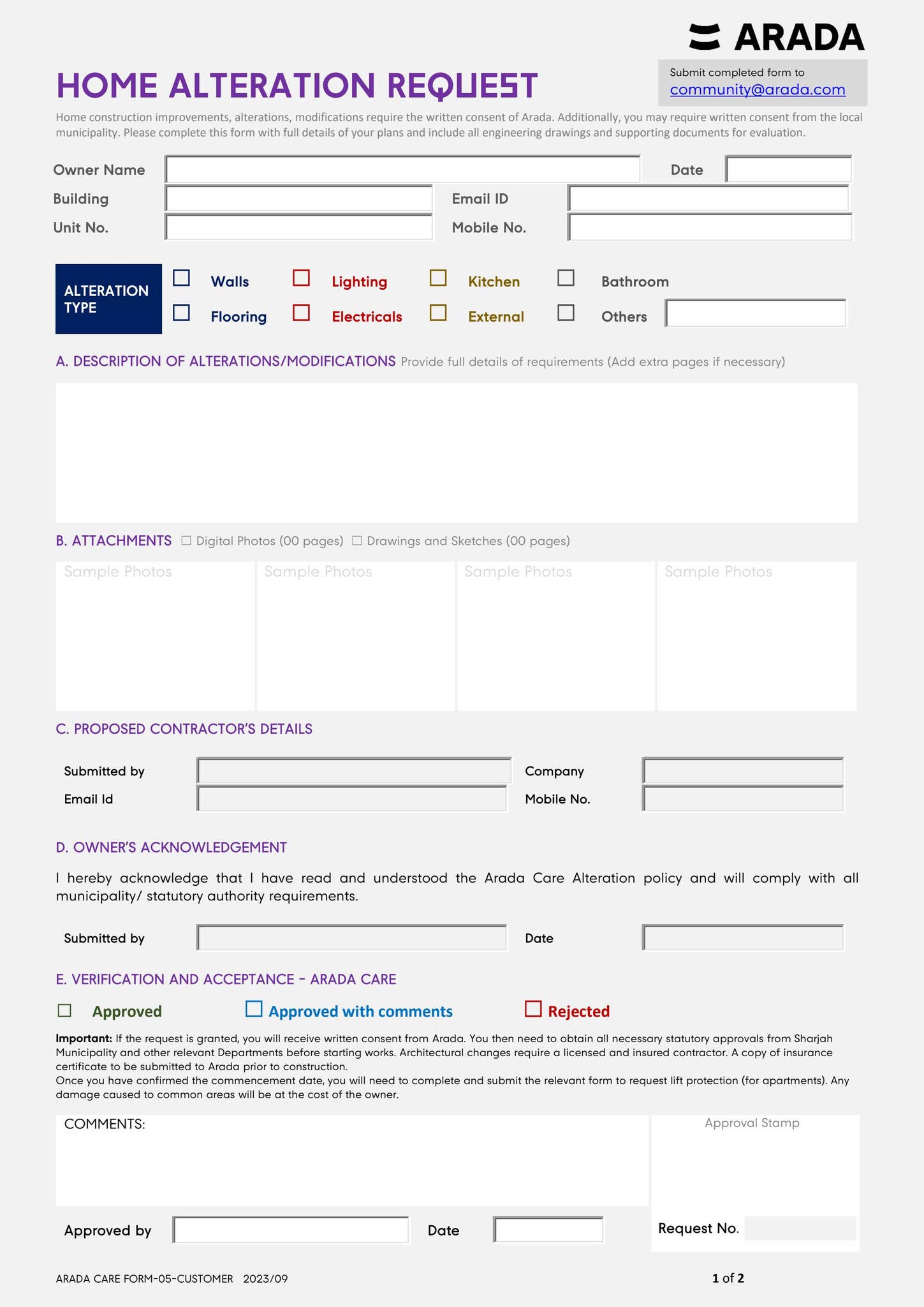 Home Alteration Request Form by Arada Community Resources - Issuu