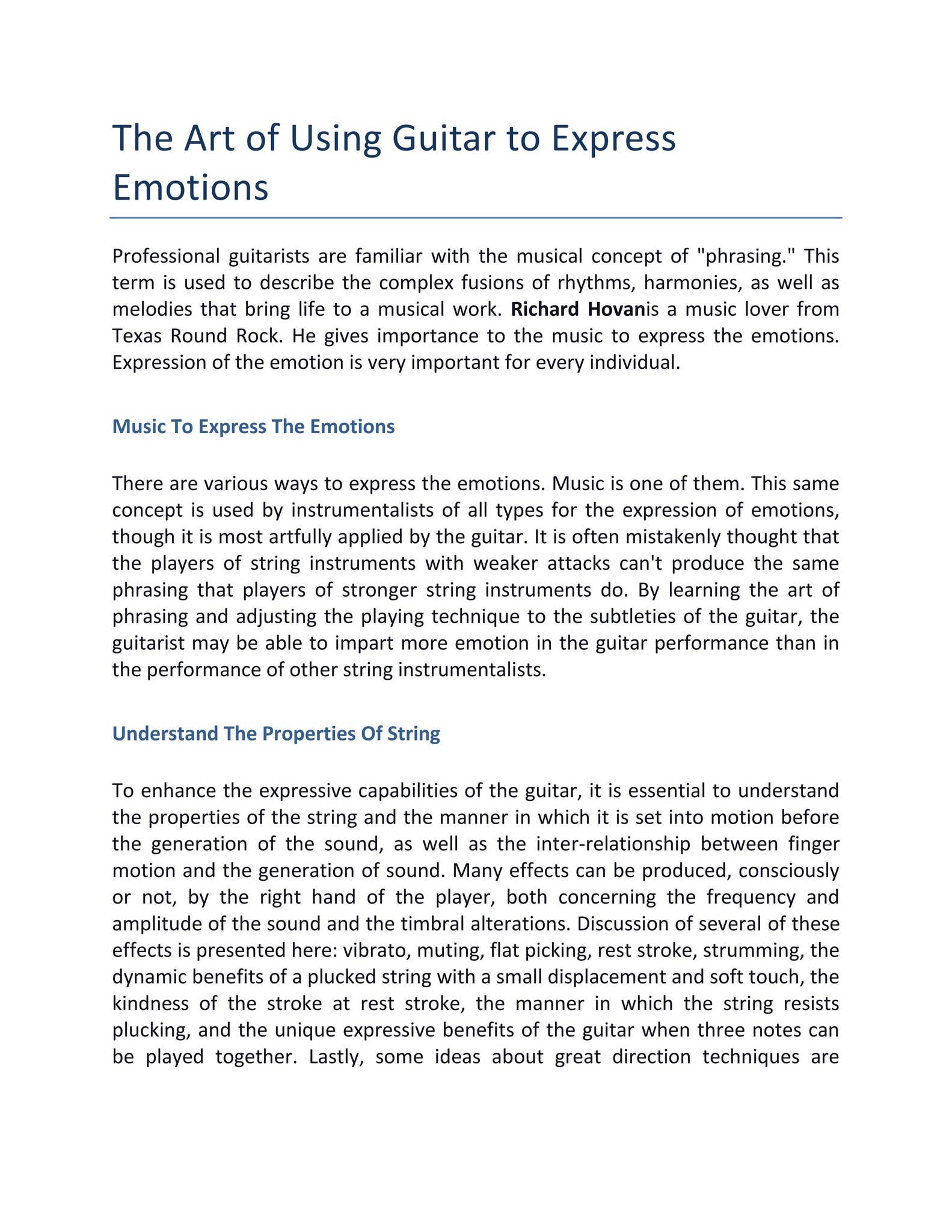 The Art of Using Guitar to Express Emotions by Richard Hovan - Issuu
