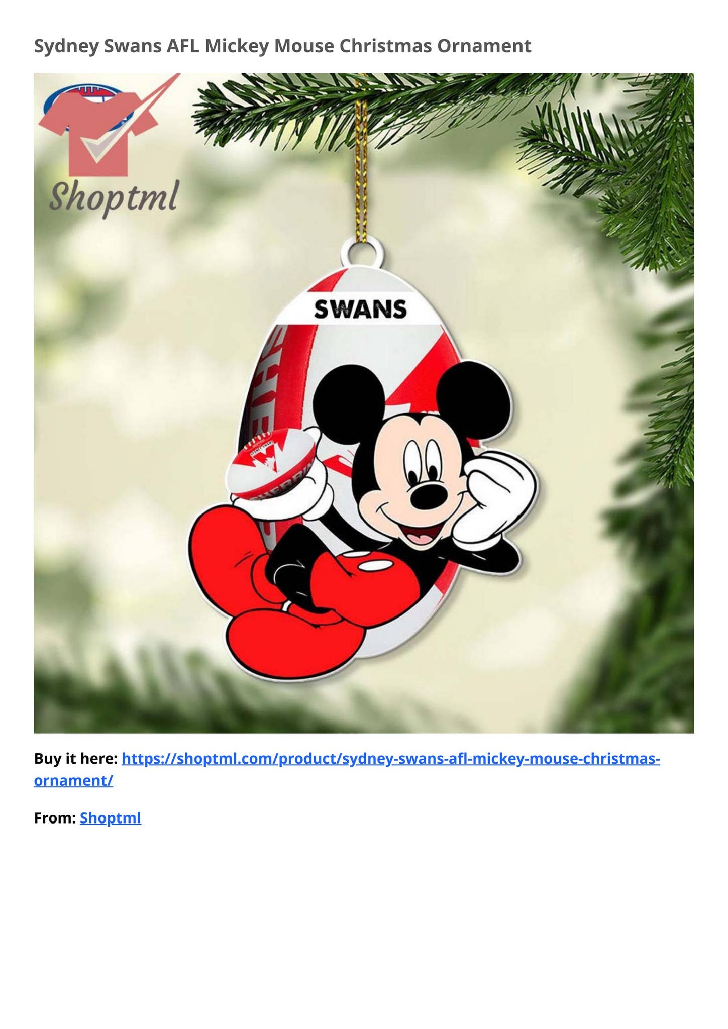 Sydney Swans AFL Mickey Mouse Christmas Ornament by Tonytees Store - Issuu