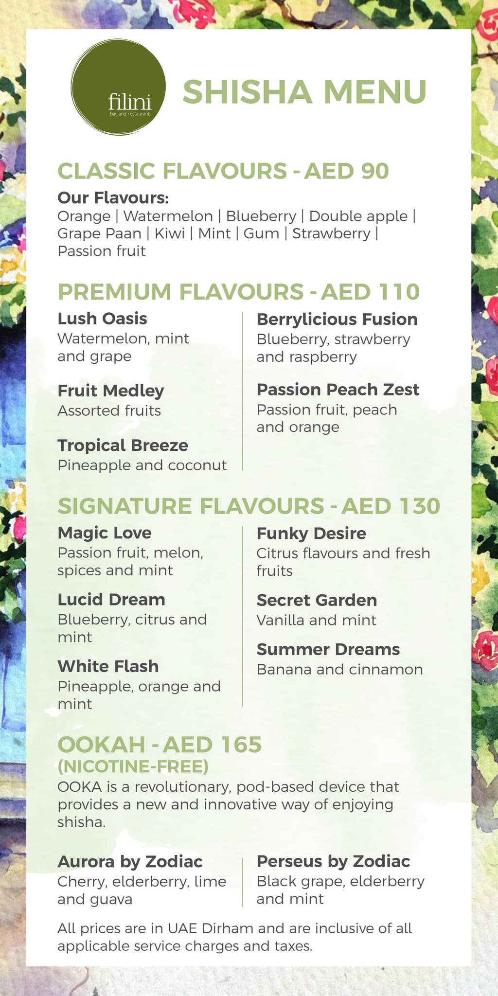 Filini Shisha Menu by Yas Plaza Hotels - Issuu