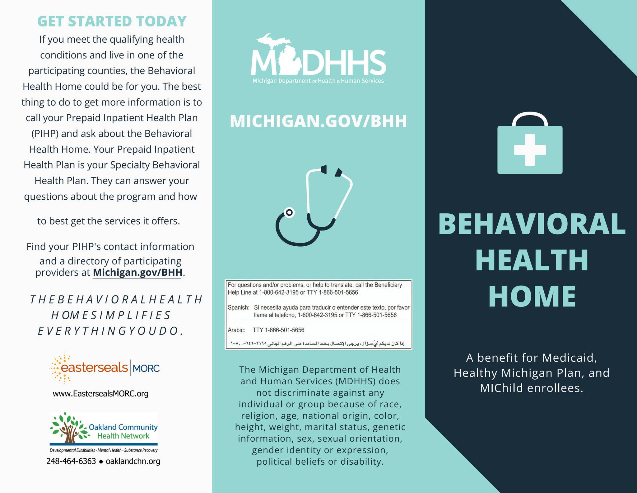 Behavioral Health Home Brochure - MDHHS version by Easterseals MORC - Issuu