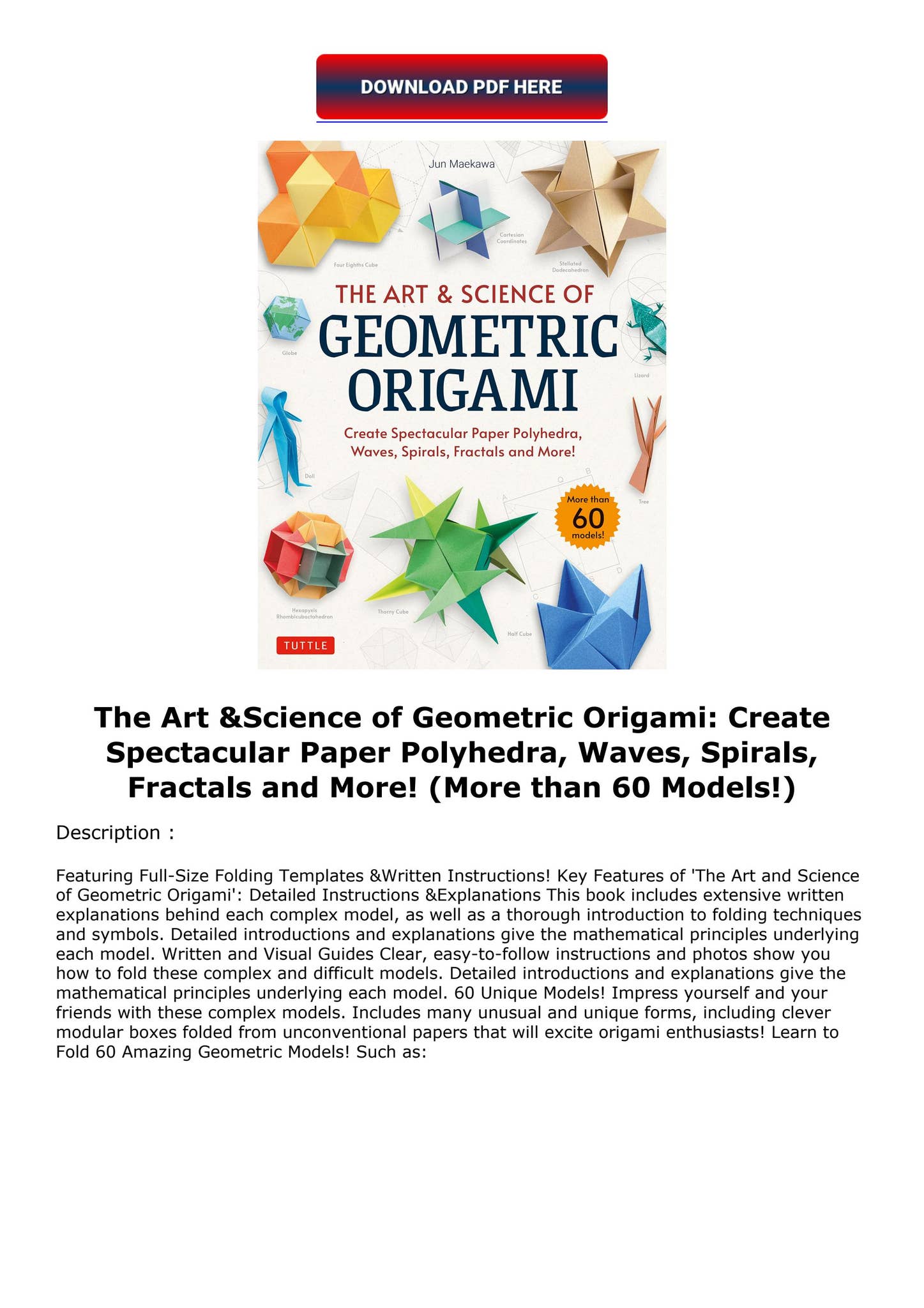 [PDF] DOWNLOAD The Art & Science of Geometric Origami: Creat by ...