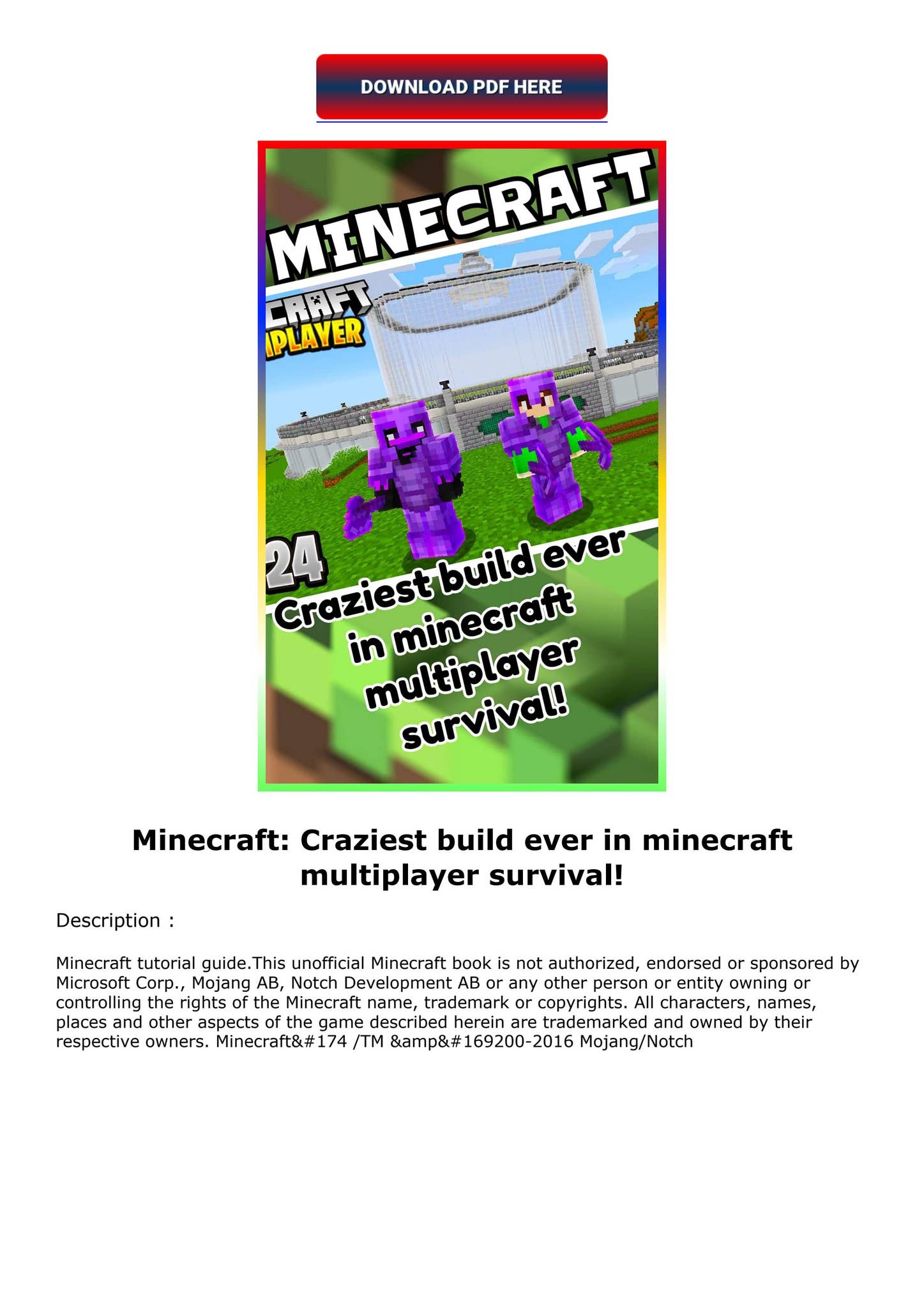 PDF Read Online Minecraft: Craziest build ever in minecraft by ...