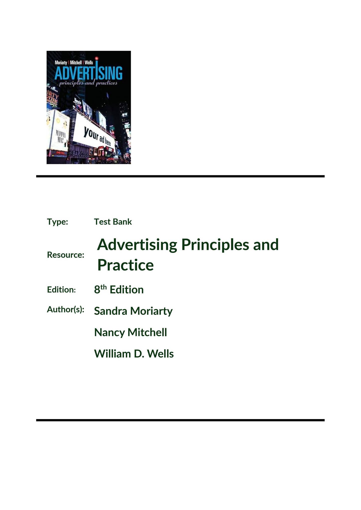 Advertising Principles and Practice, 8th Edition Moriarty Mitchell ...