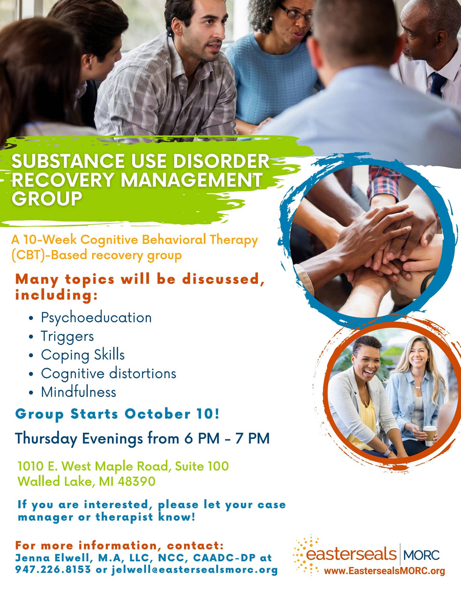Substance Use Disorder Recovery Management Group flyer by Easterseals ...