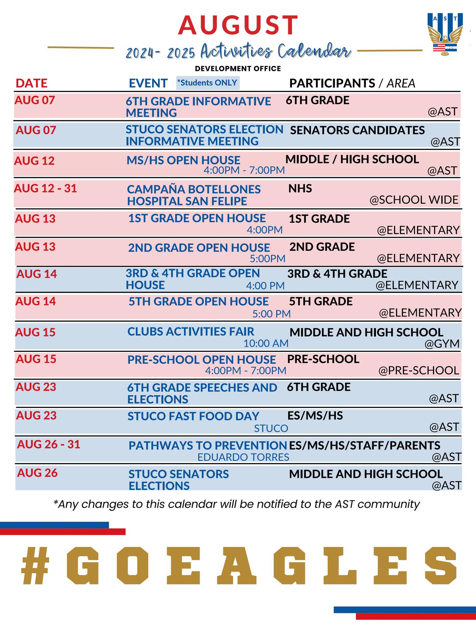 August Activities Calendar 24- 25 by American School of Tegucigalpa - Issuu