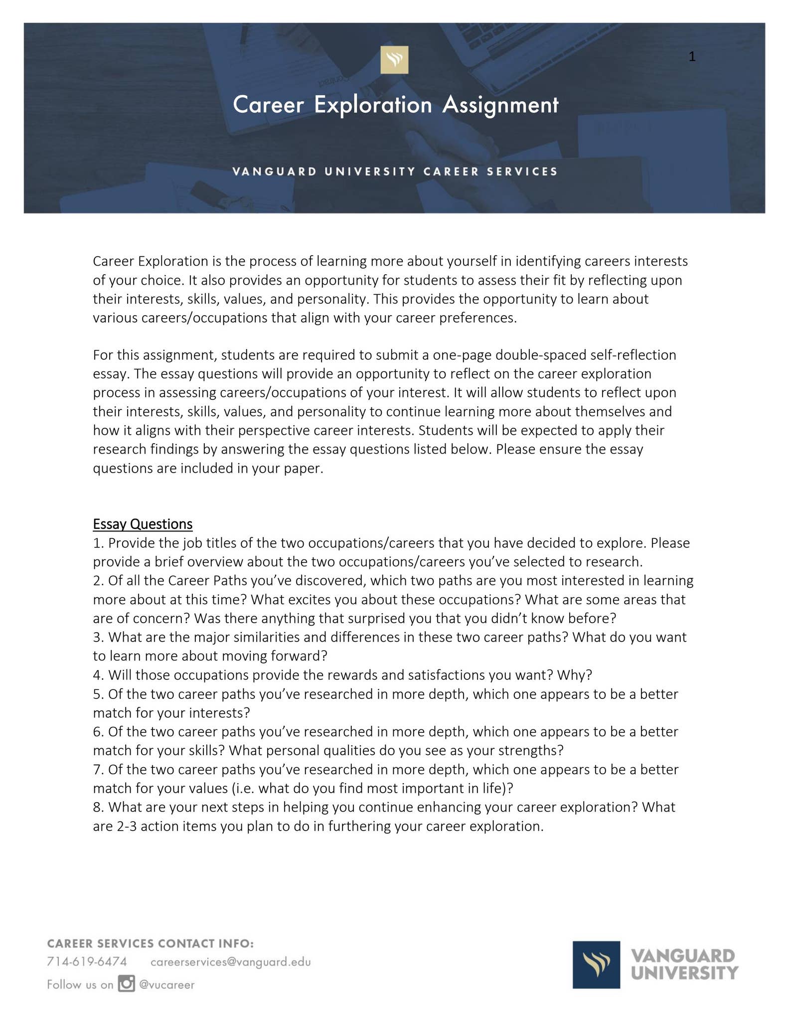 Career Exploration Assignment by Vanguard University - Issuu