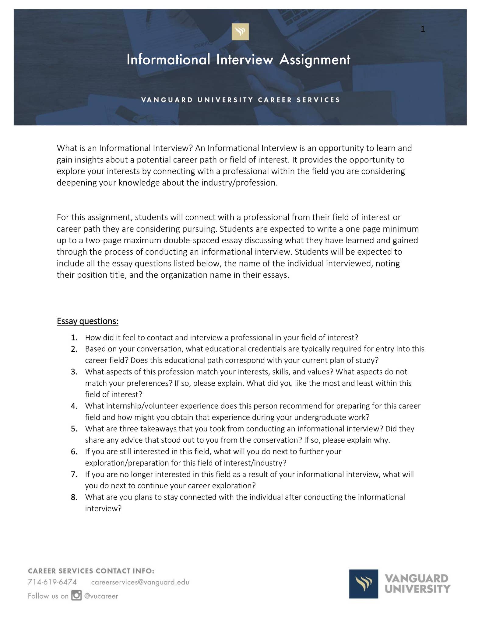 Informational Interview Assignment by Vanguard University - Issuu