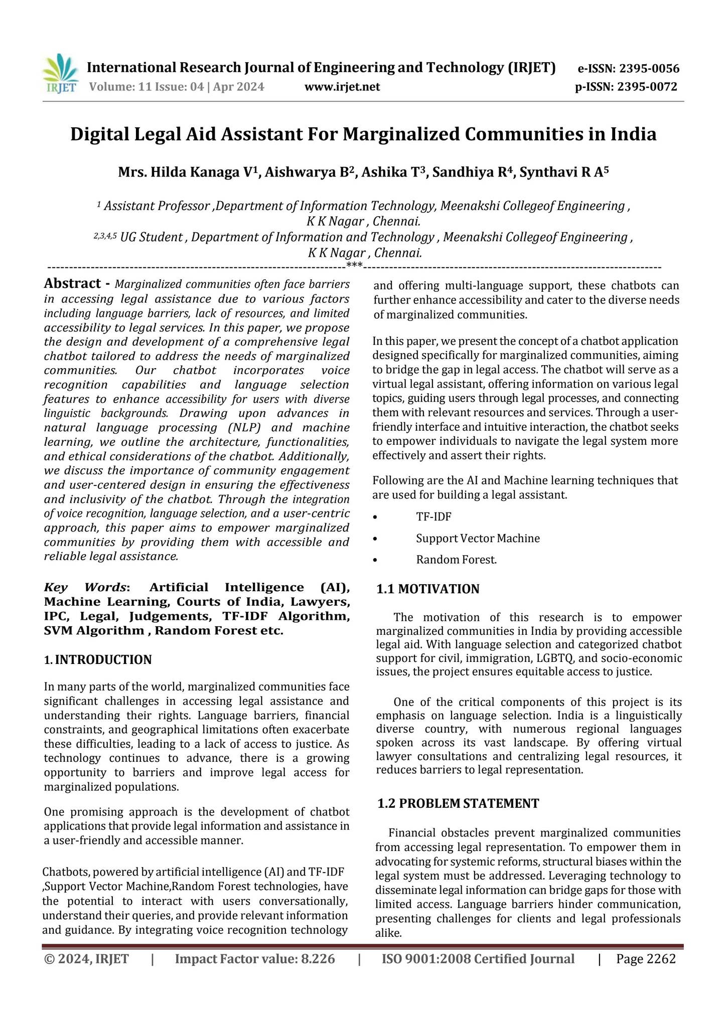 Digital Legal Aid Assistant For Marginalized Communities in India by ...