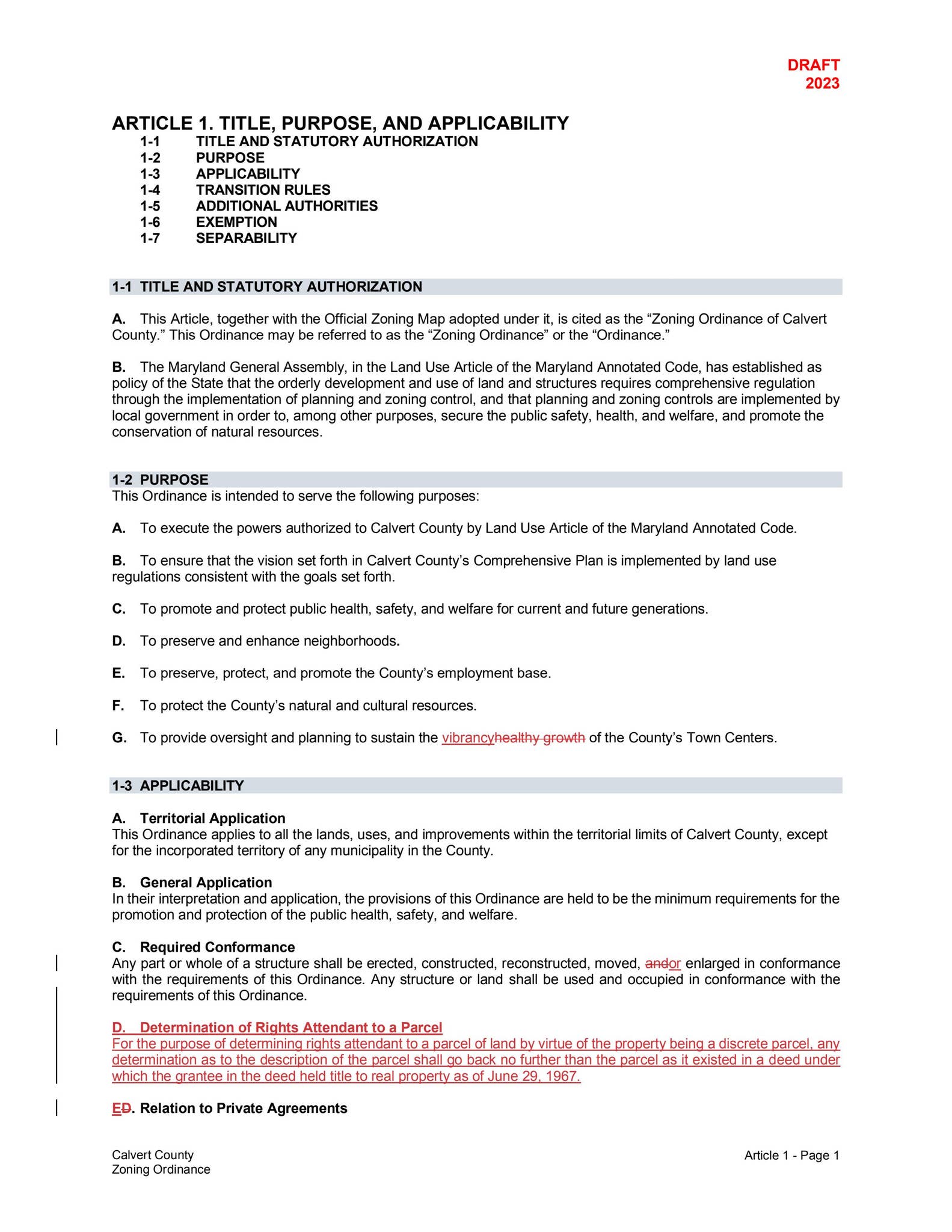 Draft Redlined Zoning Ordinance Update by Calvert County, MD Government ...