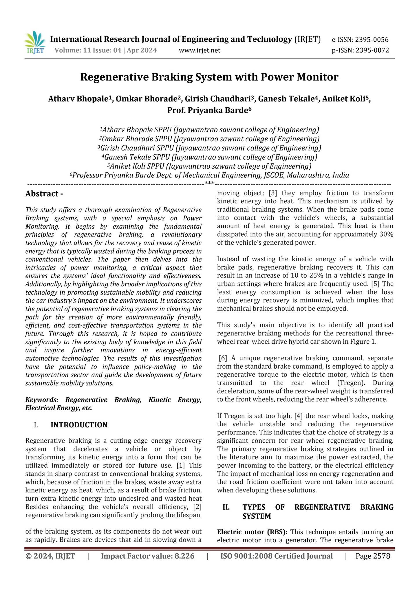 Regenerative Braking System with Power Monitor by IRJET Journal - Issuu