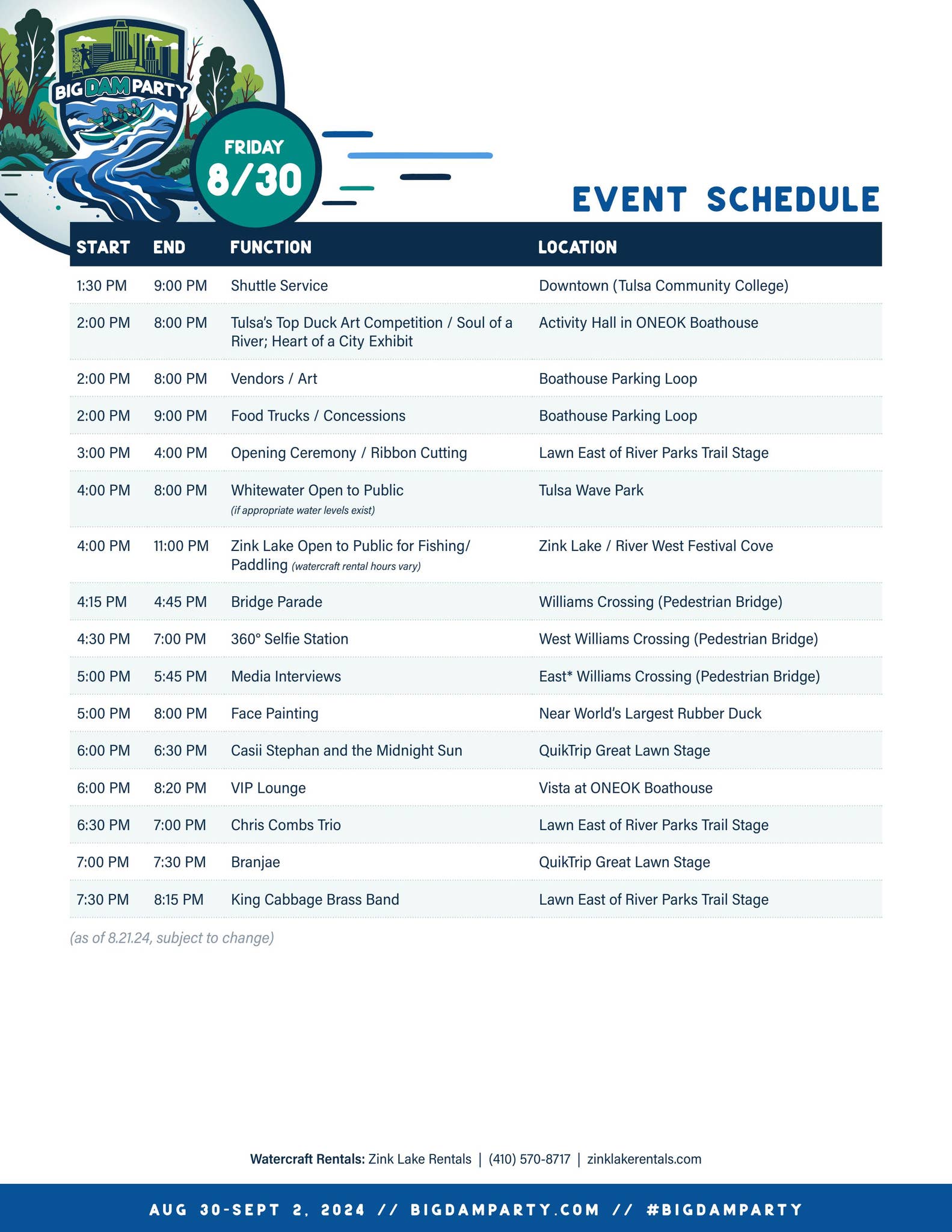 Big Dam Party Schedule by Tulsa Regional Chamber - Issuu