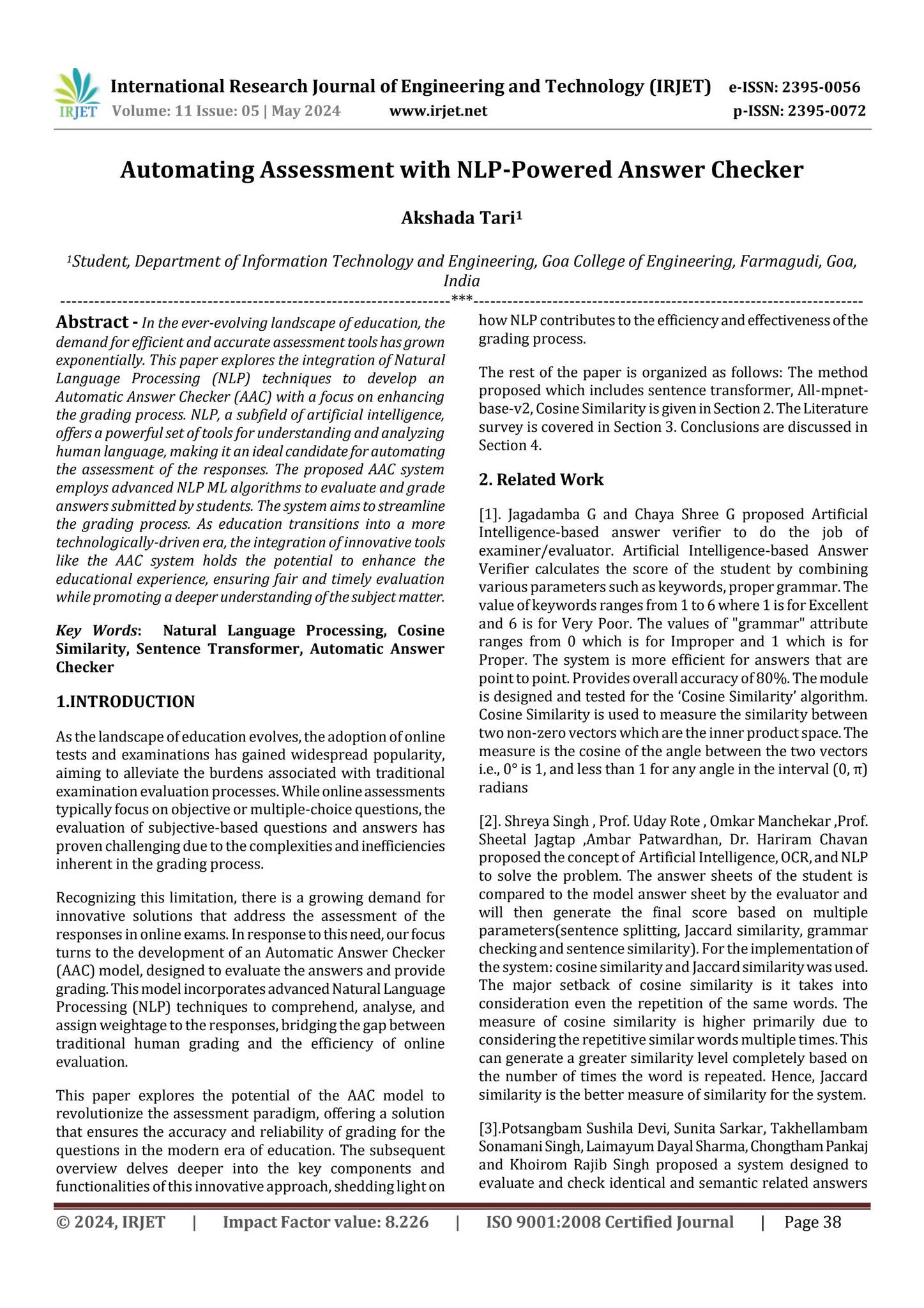 Automating Assessment with NLP-Powered Answer Checker by IRJET Journal ...