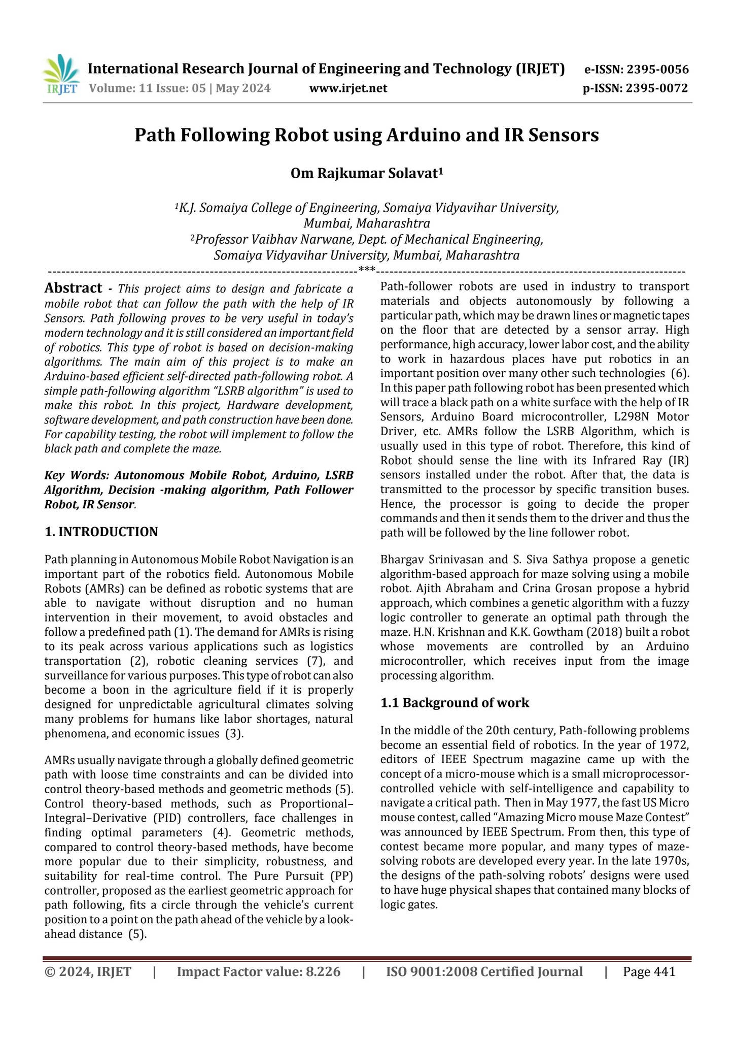 Path Following Robot using Arduino and IR Sensors by IRJET Journal - Issuu