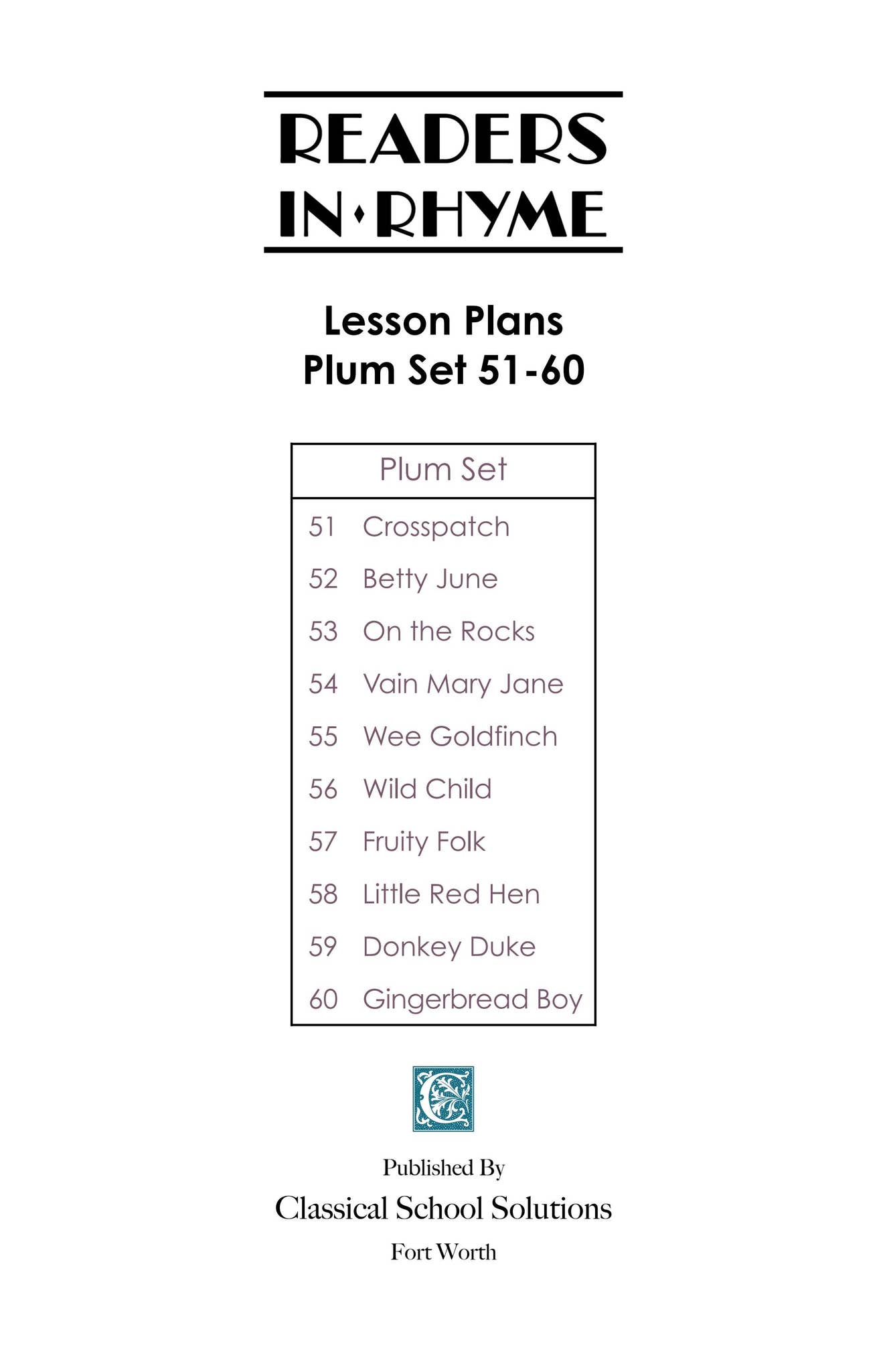 Plum Lesson Plans by Classical School Solutions - Issuu