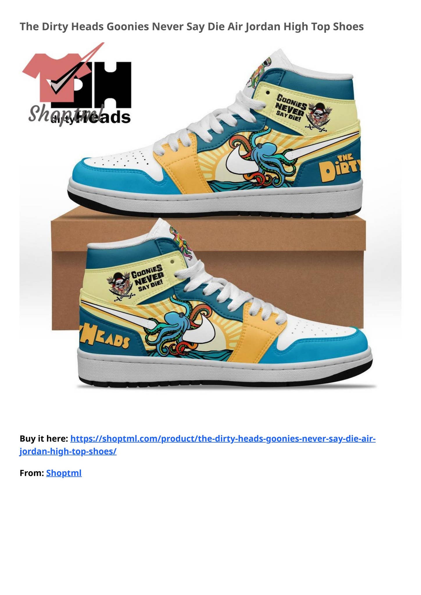 The Dirty Heads Goonies Never Say Die Air Jordan High Top Shoes by ...